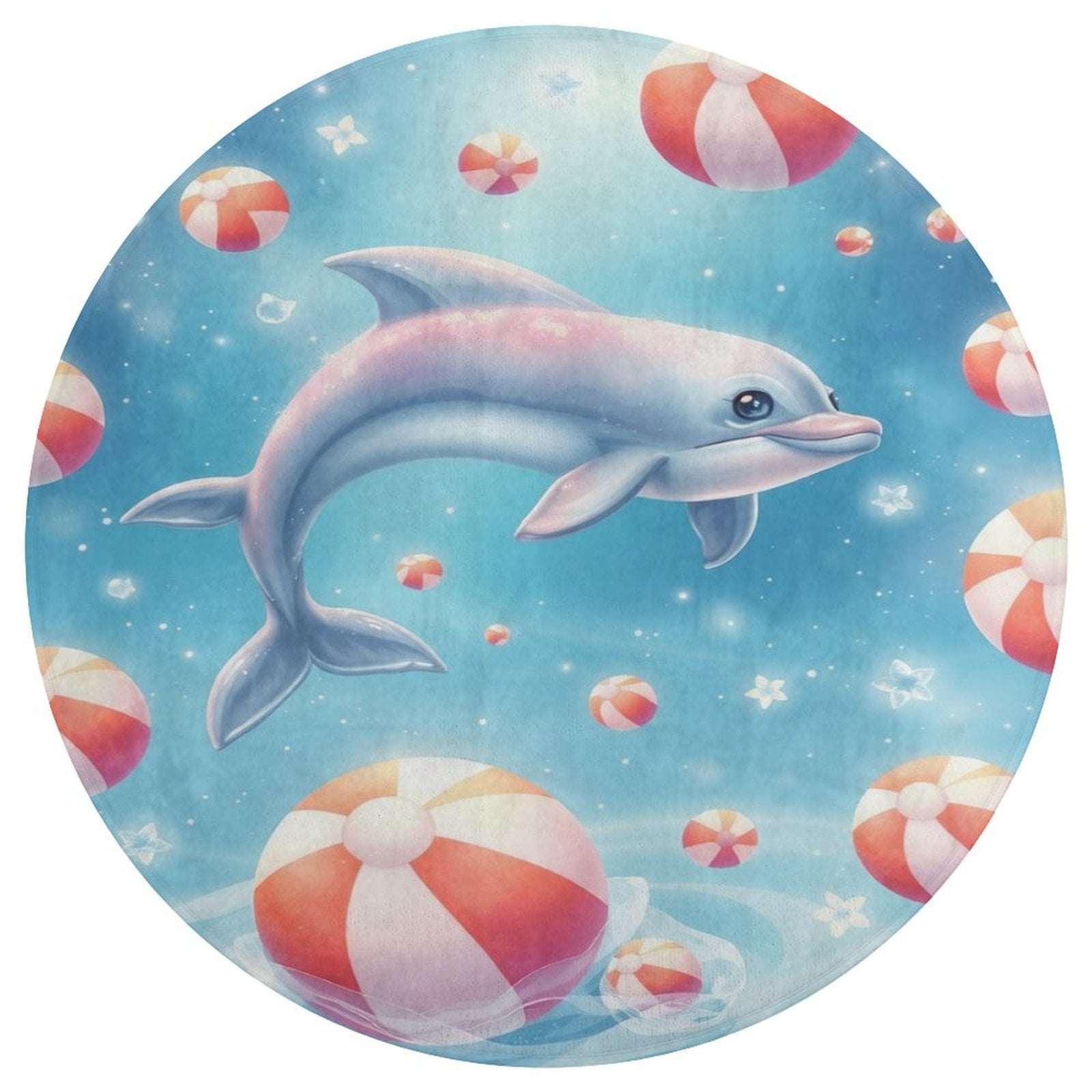 Dolphin Beach Balls Ocean Round Carpet Rugs And Carpets for Home Living ...
