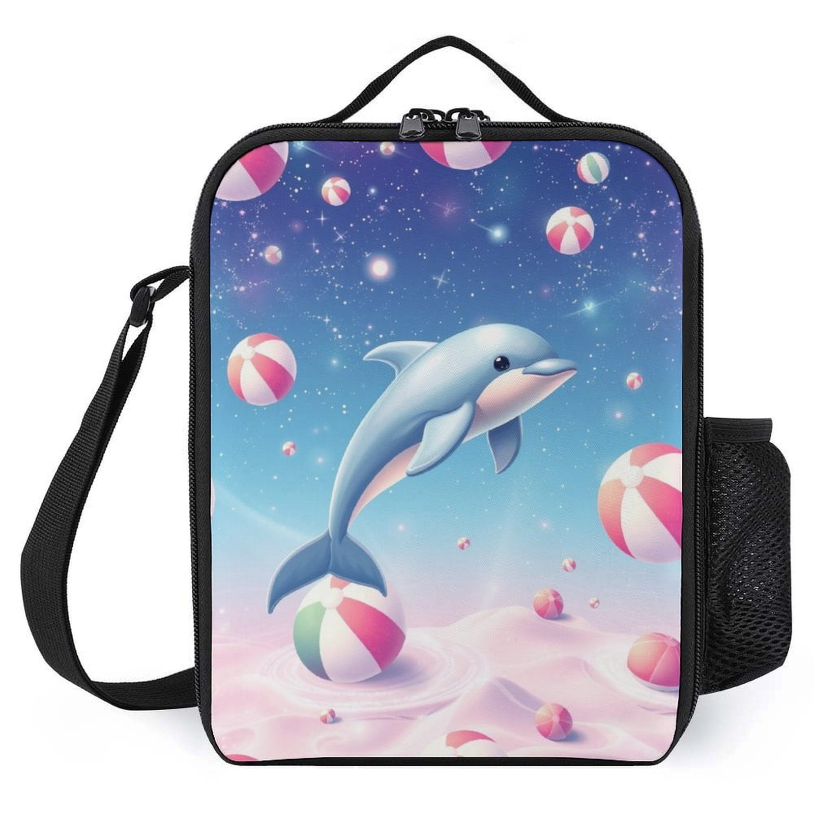 Dolphin Beach Balls Sky Lunch Bag Cooler Warm Insulated Lunch Box School Food Portable Tote Bags ...