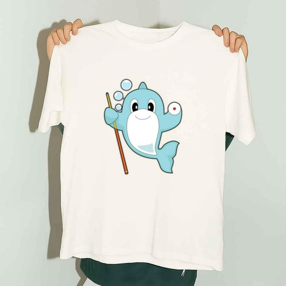 Dolphin Billiard Cue Funny Animal Sports Cartoon Graphic Unisex T-Shirt ...