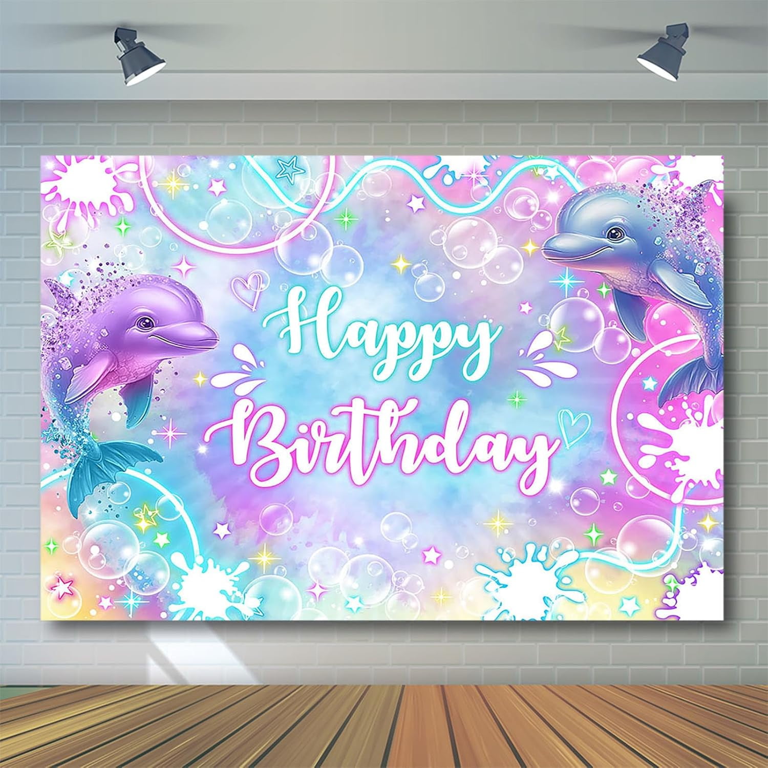 Dolphin Birthday Backdrop Dolphin Ocean Under The Sea Kids Birthday ...
