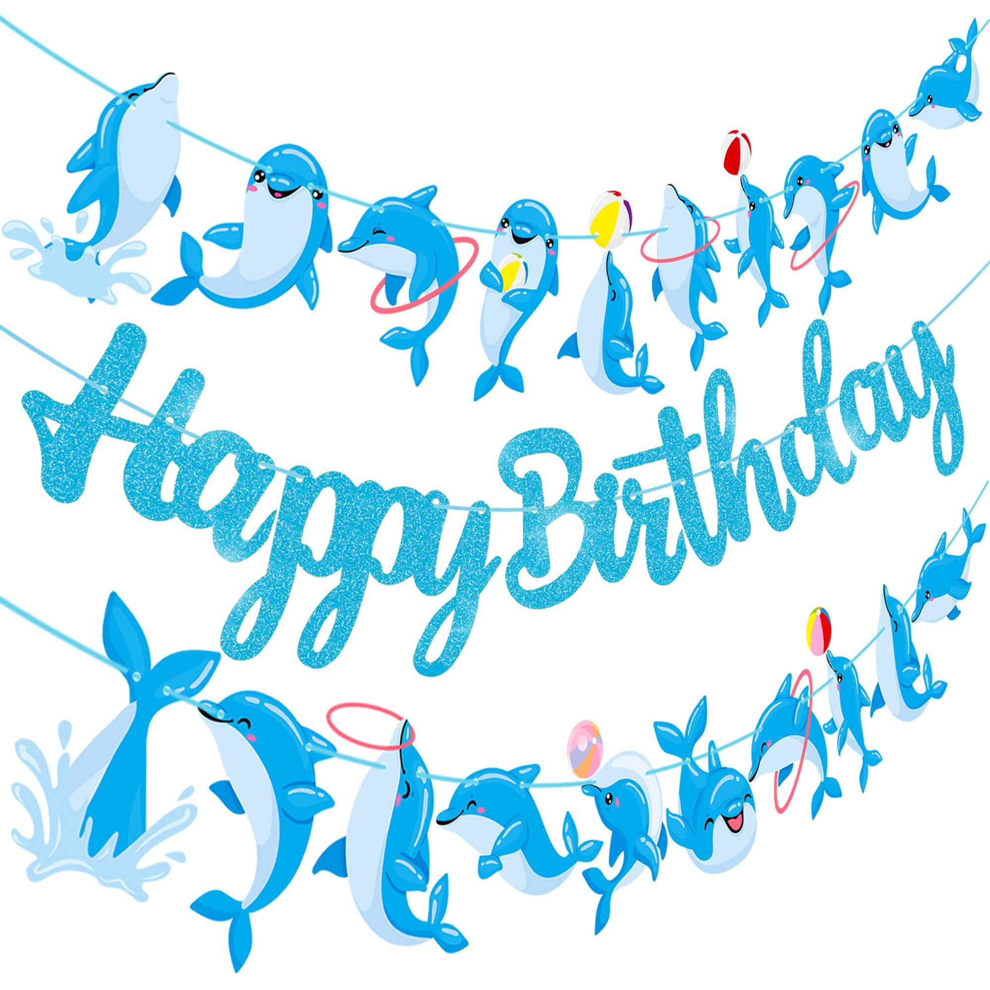 Dolphin Birthday Banner Decorations Dolphin Birthday Party Decorations ...