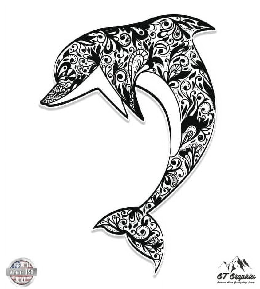 Dolphin Black - 3" Vinyl Sticker - For Car Laptop I-Pad Phone Helmet ...