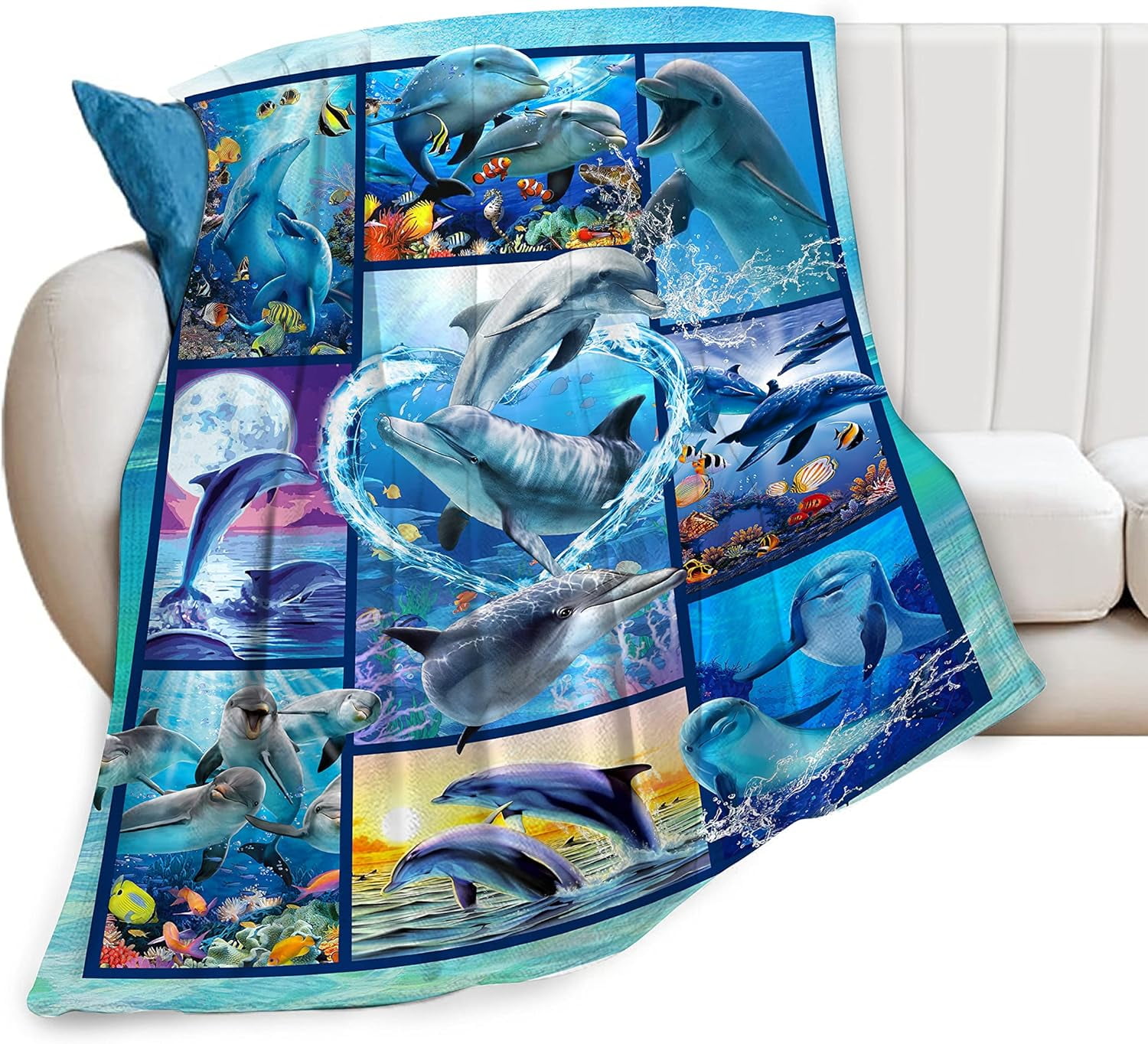 Dolphin Blanket Soft Warm Cozy Ocean Animal Blankets for Boys Girls ...
