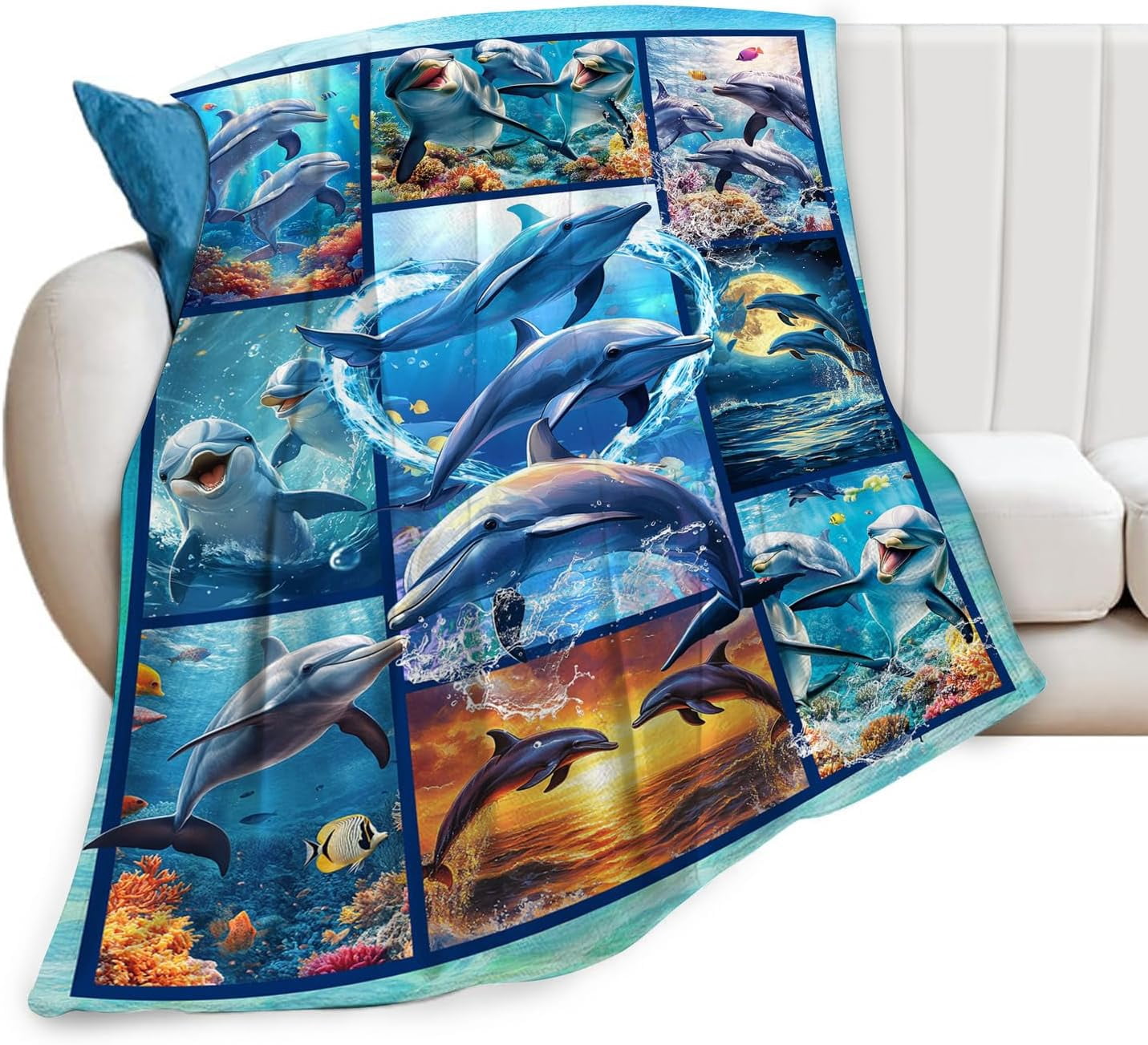 Dolphin Blanket Ultra Soft Cozy Dolphin Blanket Fleece Fuzzy Plush ...