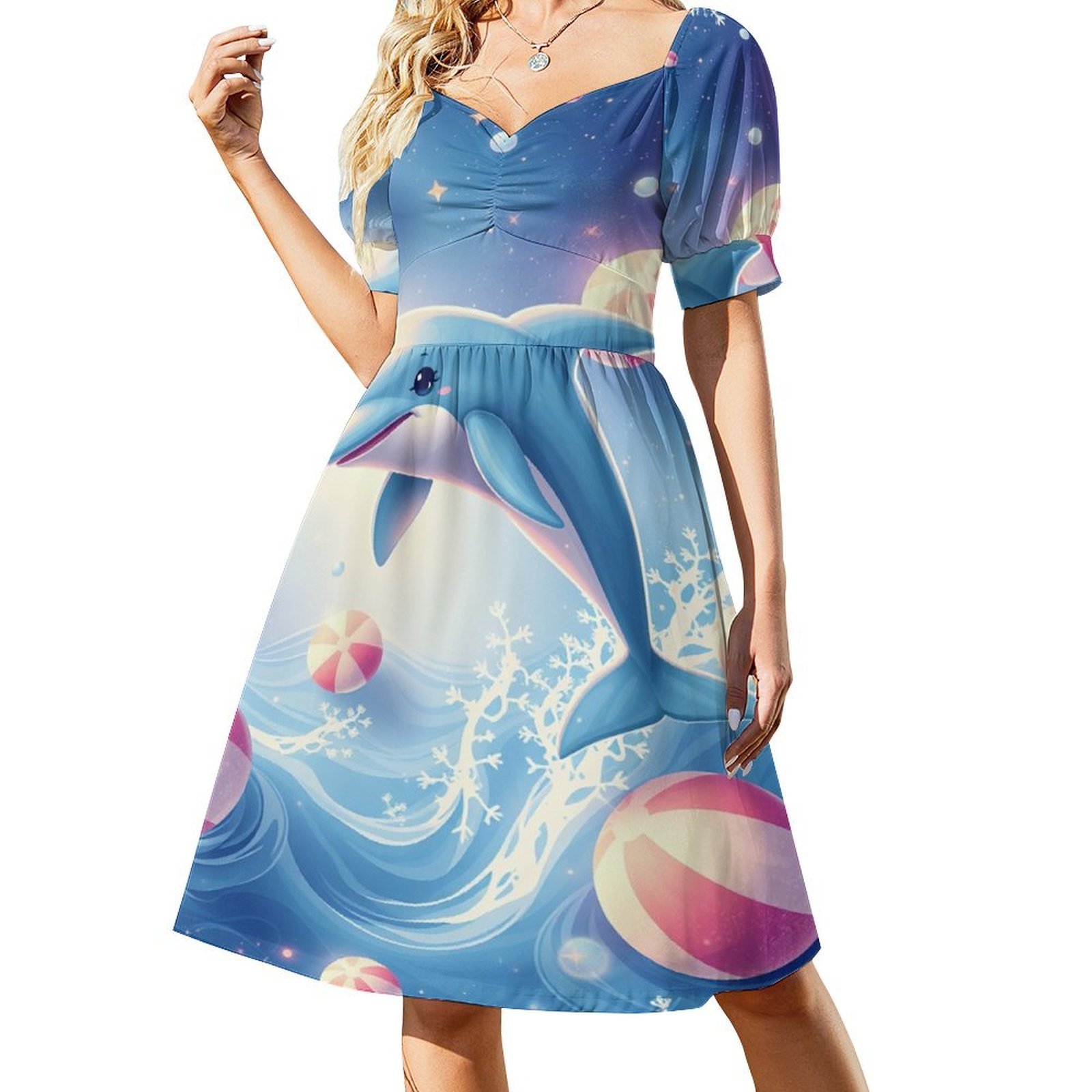 Dolphin Candy Ocean Dream Short Sleeved Dress Dress Women Summer 2025 ...