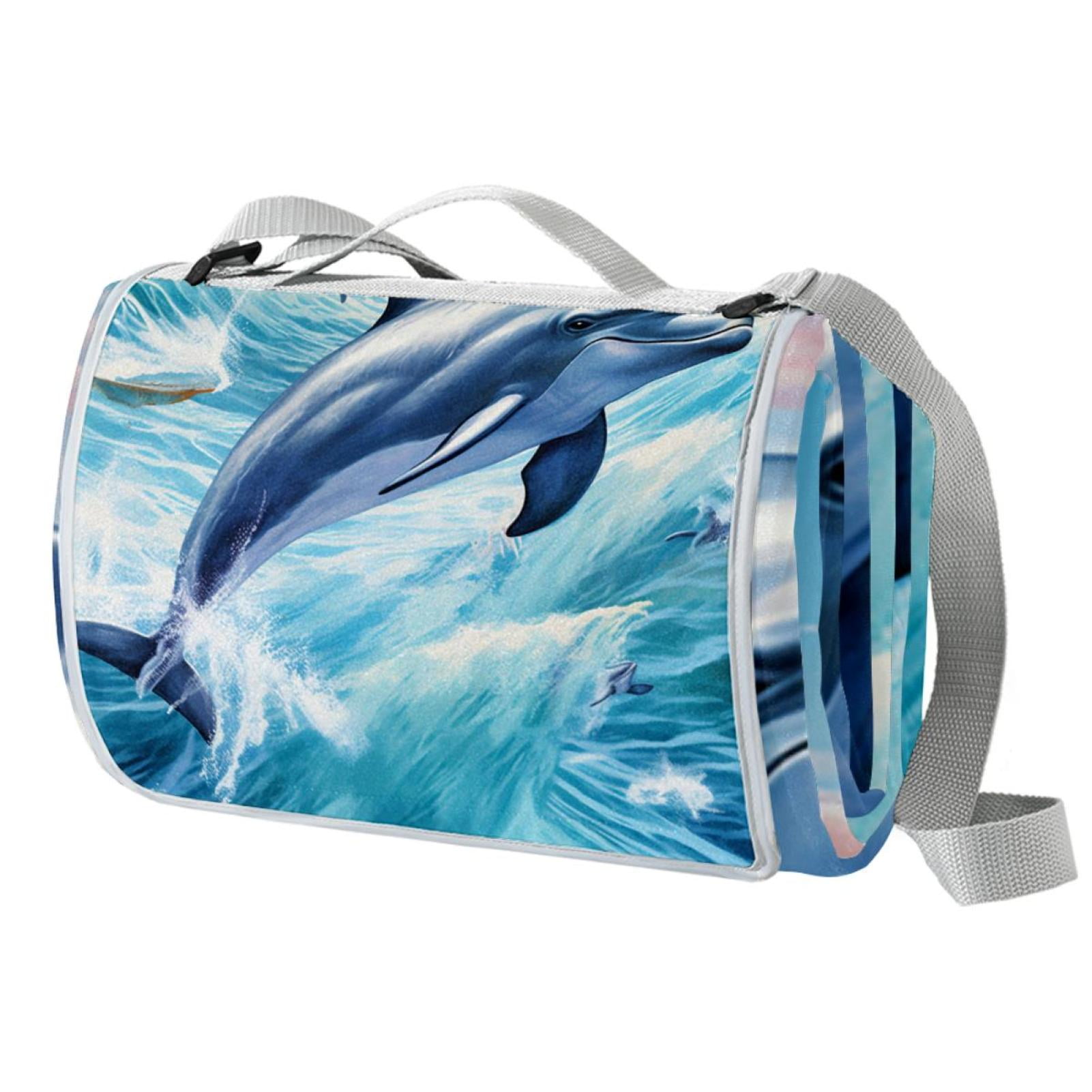 Dolphin Canvas Picnic Blanket Waterproof Outdoor Mat Camping Rug ...