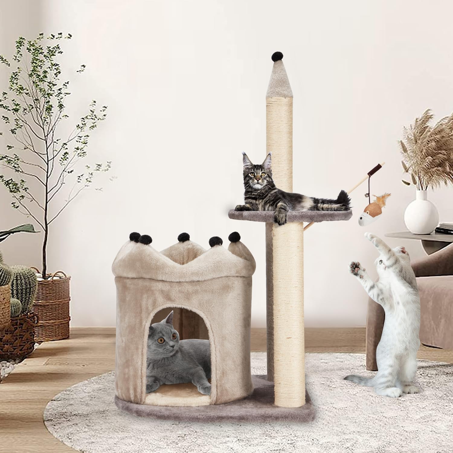 Dolphin Cat Tree for Indoor Cats, 27" Cat Tower with Scratching Post ...