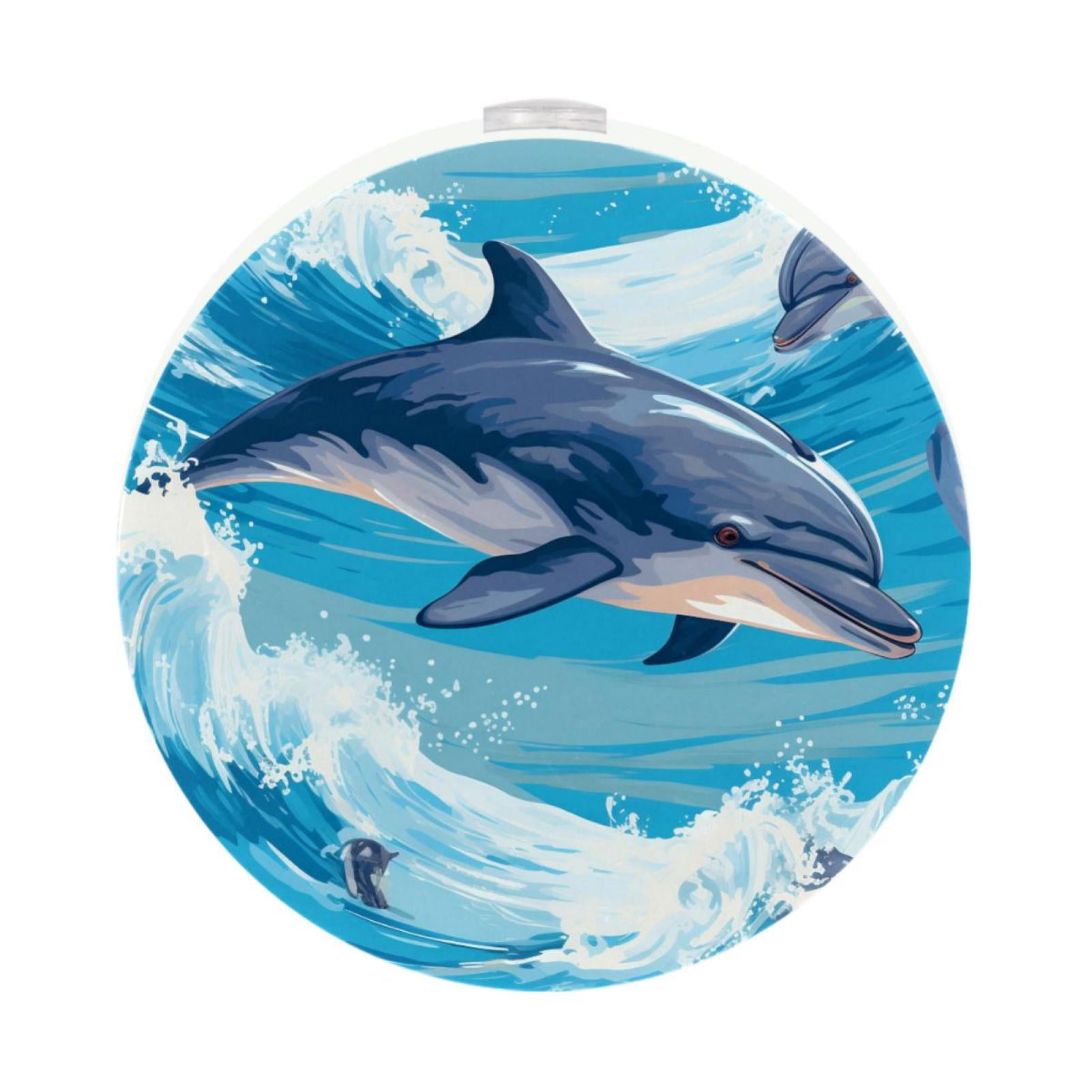 Dolphin Circular Night Light - Two Pack, Wall Light for Room with ...
