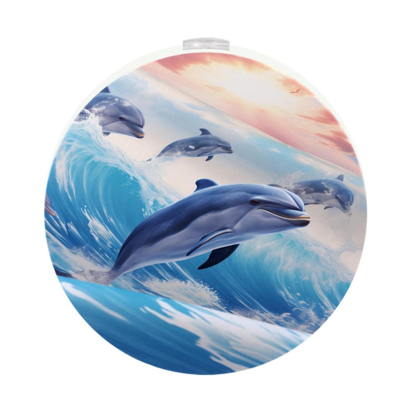 Dolphin Circular Night Lights - Set of 2, LED Chip, ABS Material, Wall ...