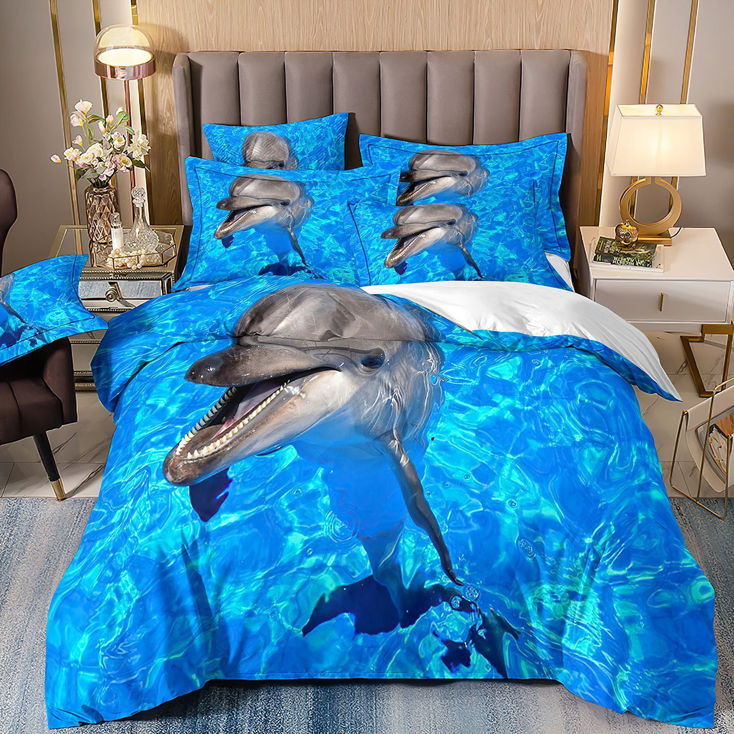 Dolphin Comforter Set Twin Full Queen King Size,Ocean Waves Duvet ...