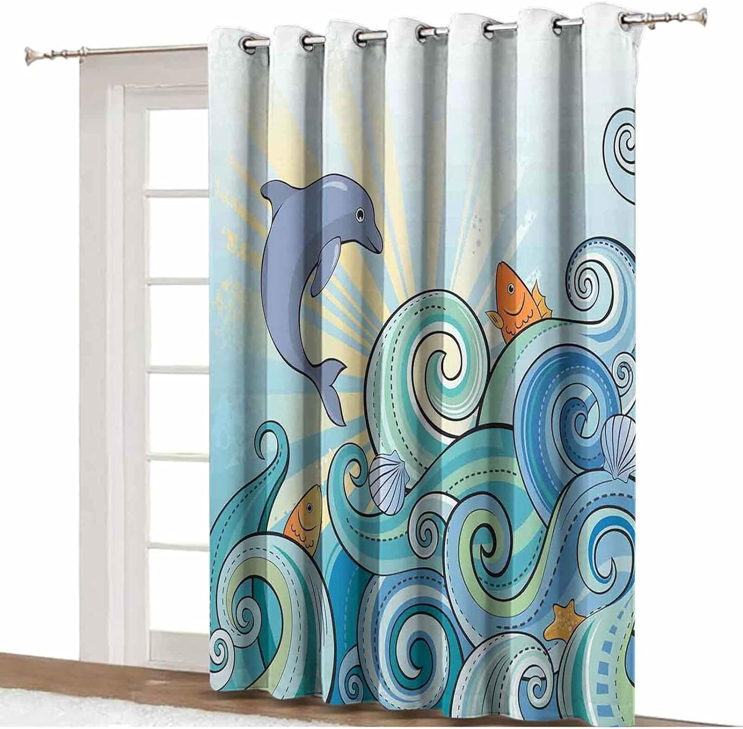 Dolphin Curtains for Sliding Glass Doors, 100 x 84 inches, Extra Wide ...