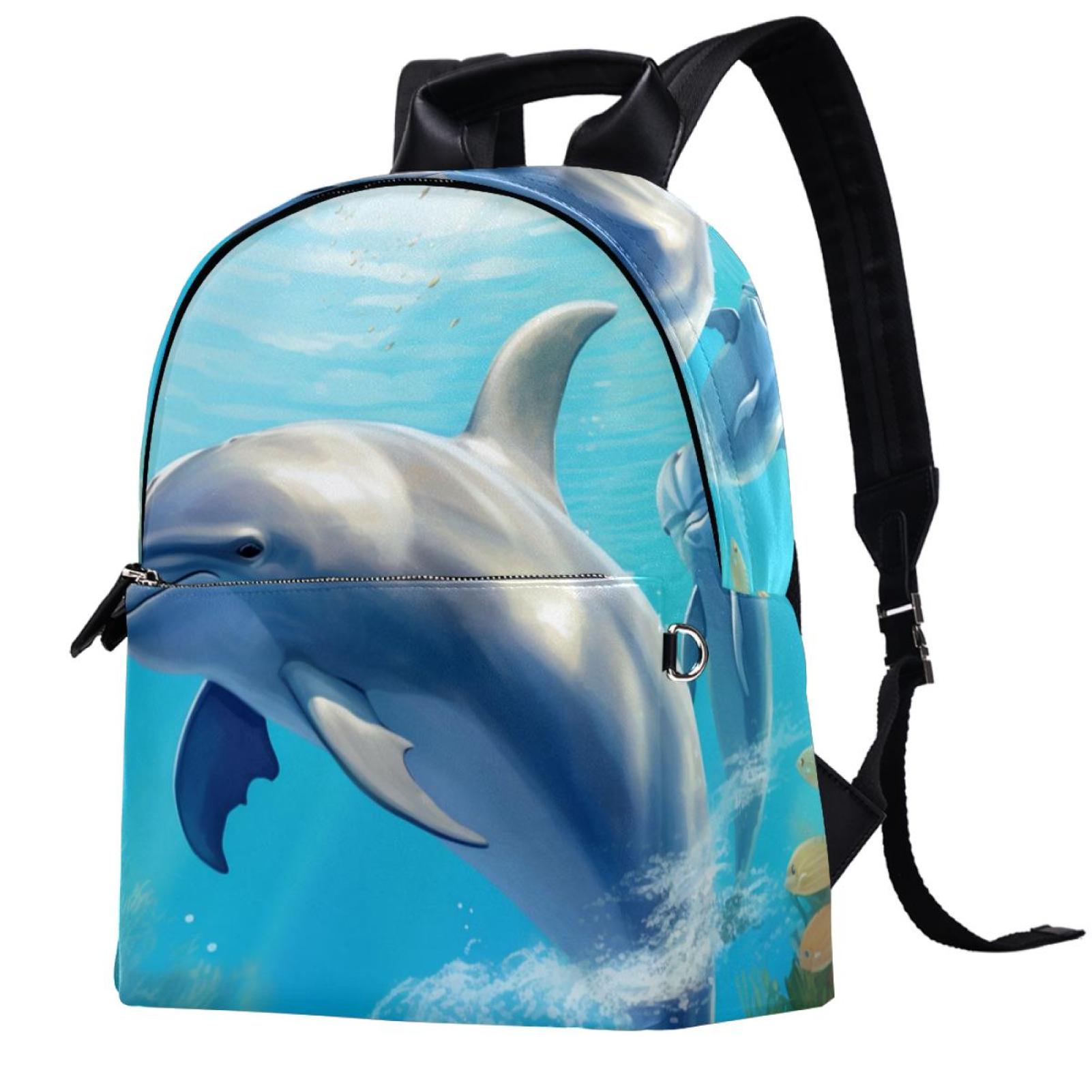 Dolphin Cute Leather Backpack with Adjustable Shoulder Straps | Large ...