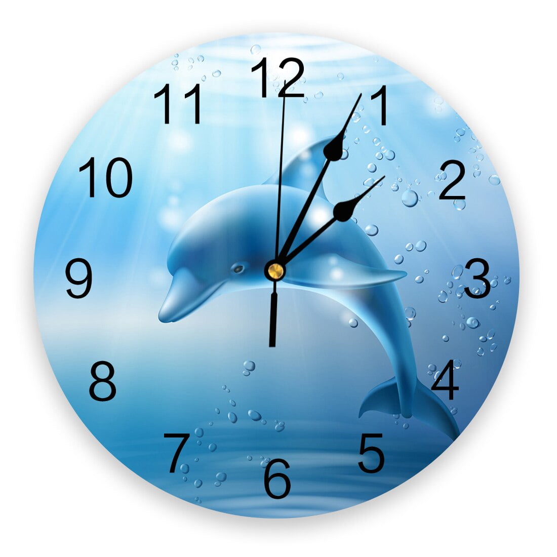 Dolphin Deep Blue Sea Wall Clock Modern Design Living Room Decoration ...