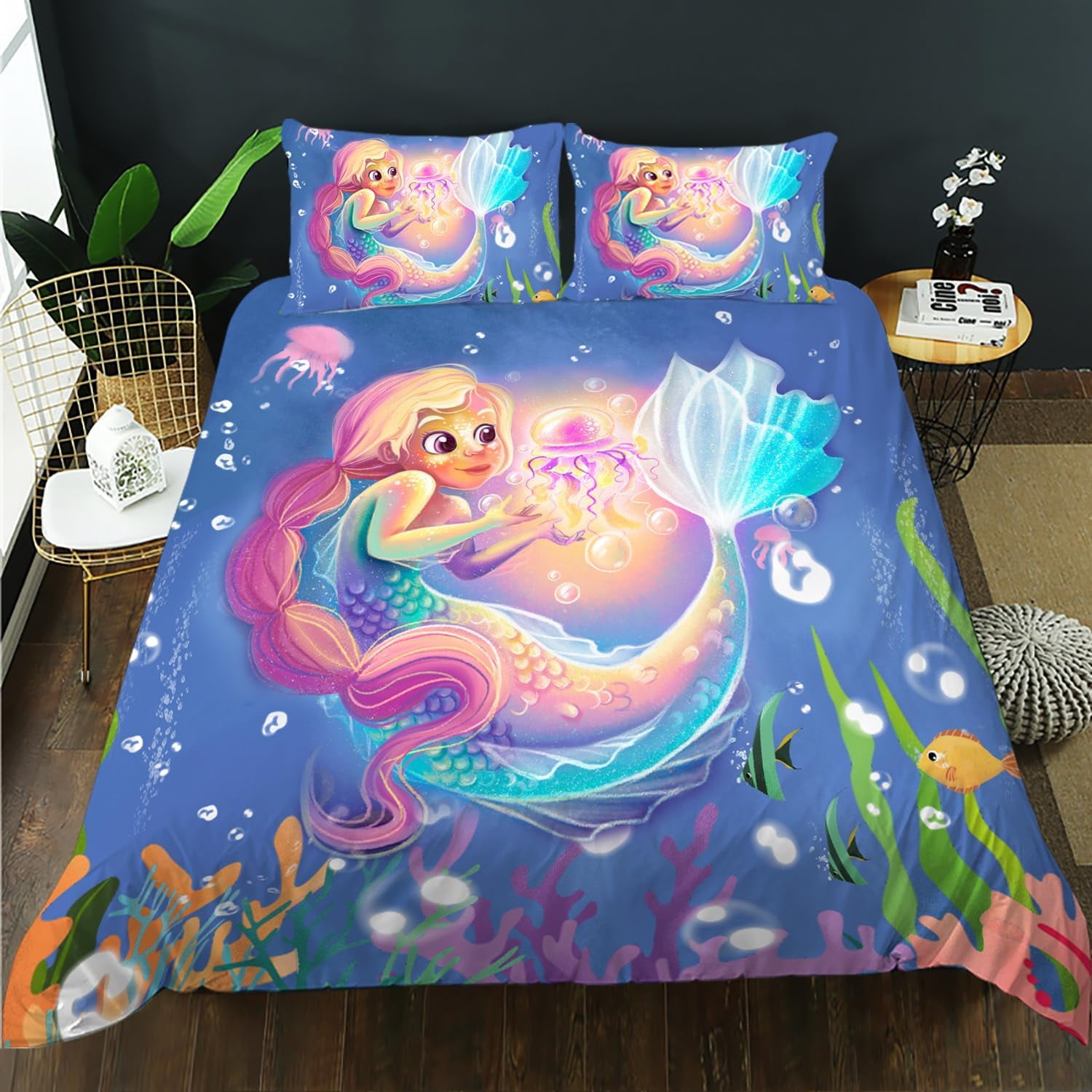 Dolphin Duvet Cover Set Twin Size Kawaii Jumping Dolphin Bedding Set ...