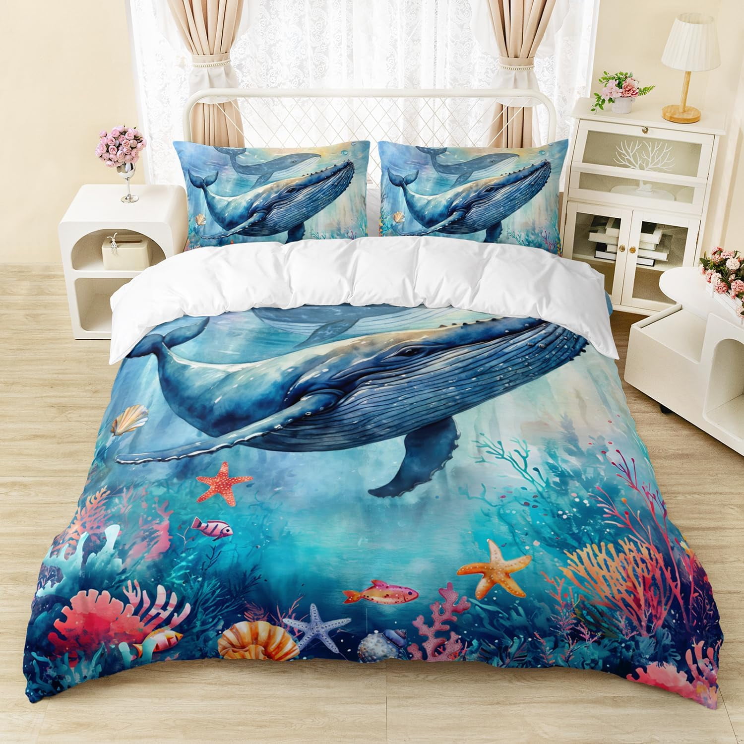 Dolphin Duvet Cover Set Twin Size Kawaii Jumping Dolphin Bedding Set ...