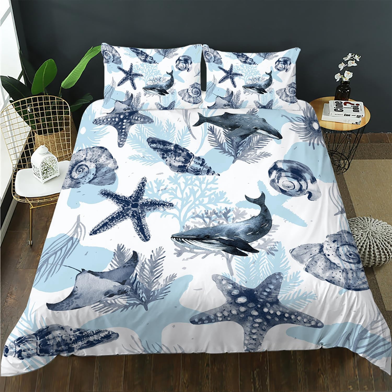 Dolphin Duvet Cover Set Twin Size Kawaii Jumping Dolphin Bedding Set ...
