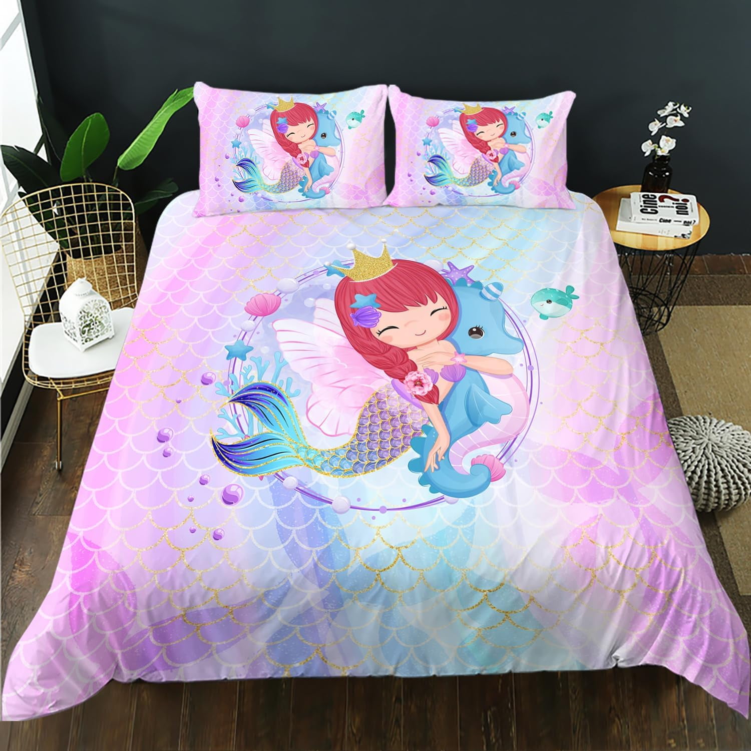 Dolphin Duvet Cover Set Twin Size Kawaii Jumping Dolphin Bedding Set ...
