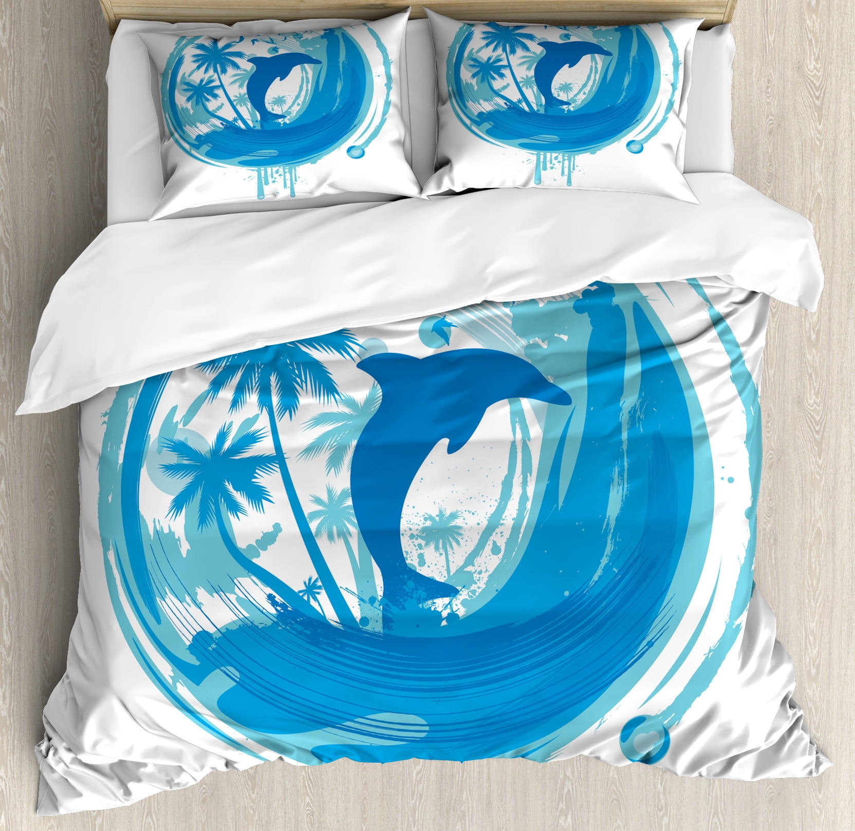 Dolphin Duvet Cover Sets, Tropical Theme Maritime Image Ocean Inspired ...
