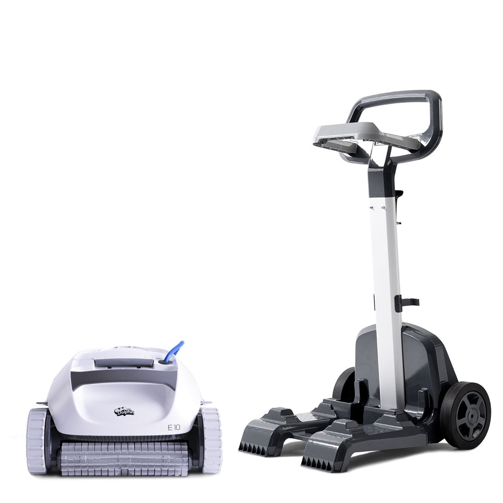 Dolphin E10 Robotic Pool Cleaner Vacuum with Universal Caddy for Above ...