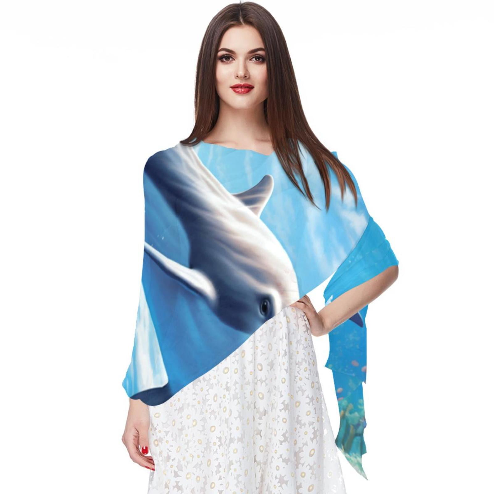 Dolphin Elegant Chiffon Yarn Silk Scarf for Women - Translucent and ...