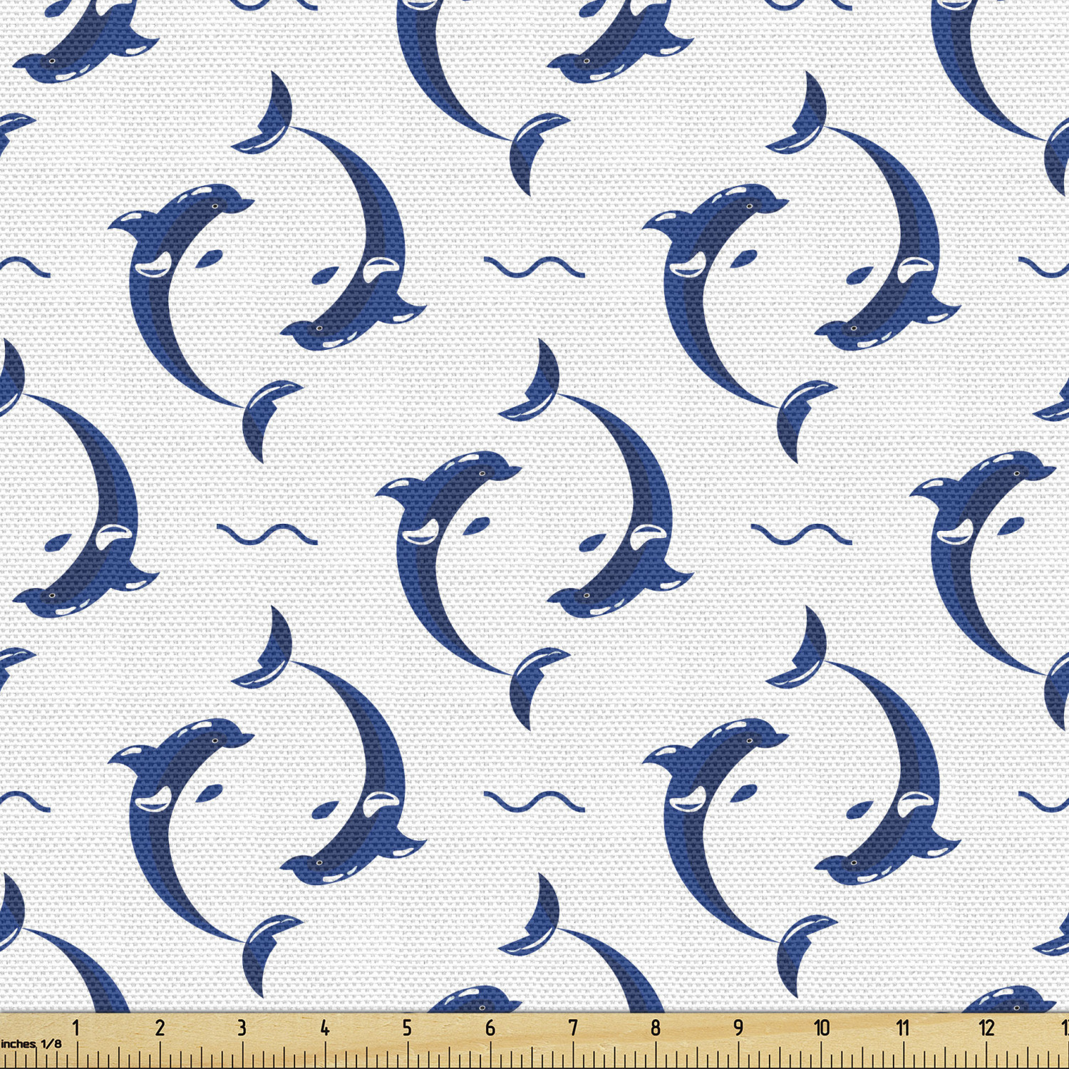 Ambesonne Dolphin Fabric by the Yard Upholstery, Playful Big Fish ...