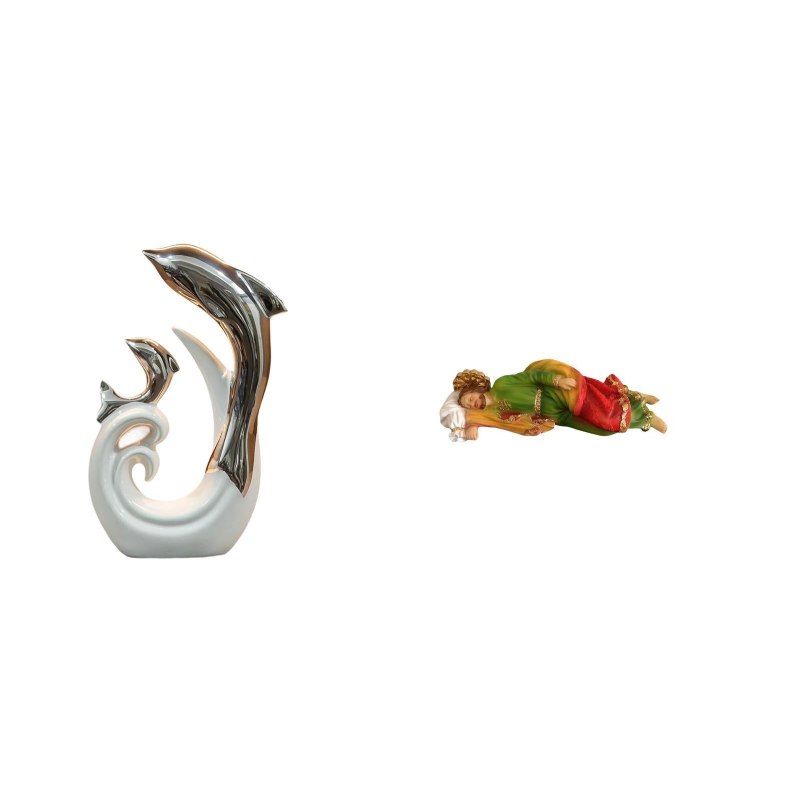 Dolphin Figurine Sculpture Joseph Statue Modern Ceramic Detail for Home ...