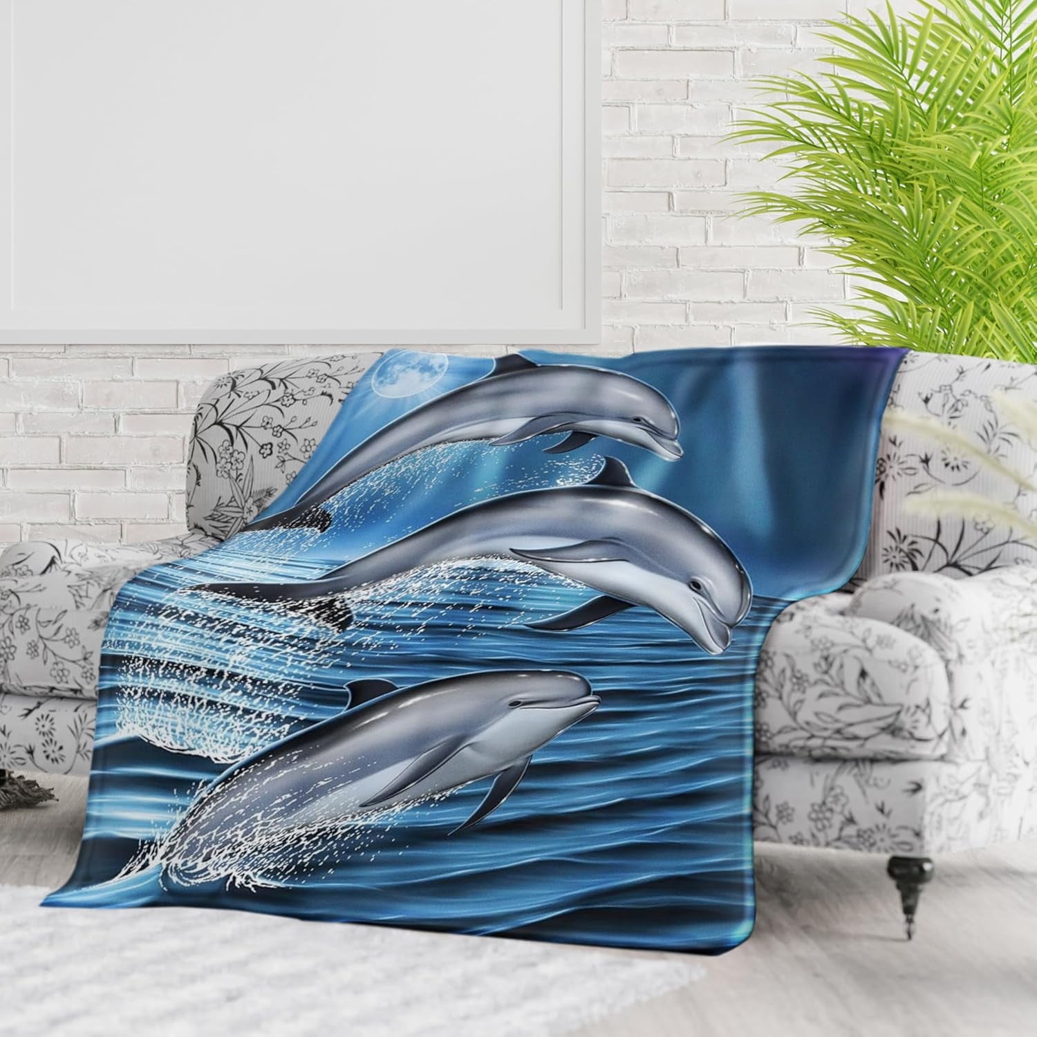 Dolphin Fleece Blanket for Bed - 50" x 60" Plush Dolphin Throw Blankets ...