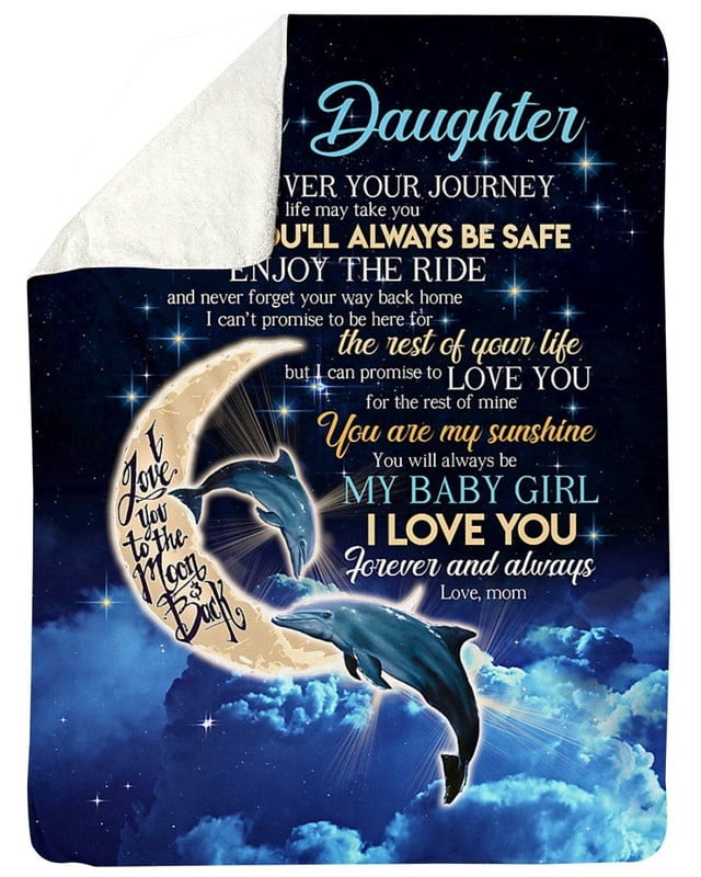 Dolphin Fleece Blanket Gift For Daughter You Are My Sunhsine Sherpa ...