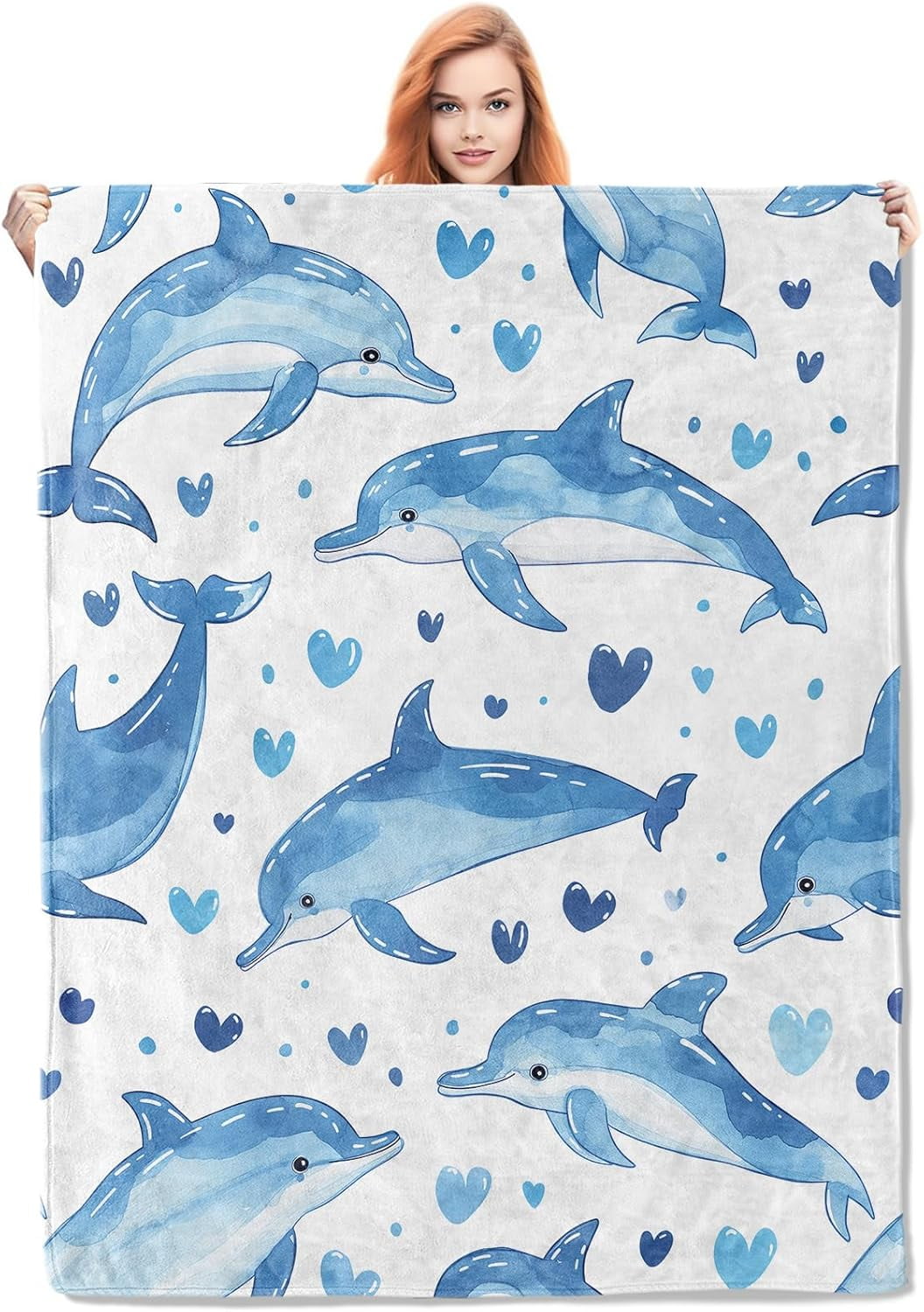 Dolphin Fleece Blanket Gifts for Kids and Adults, Cute Marine Life Cozy ...