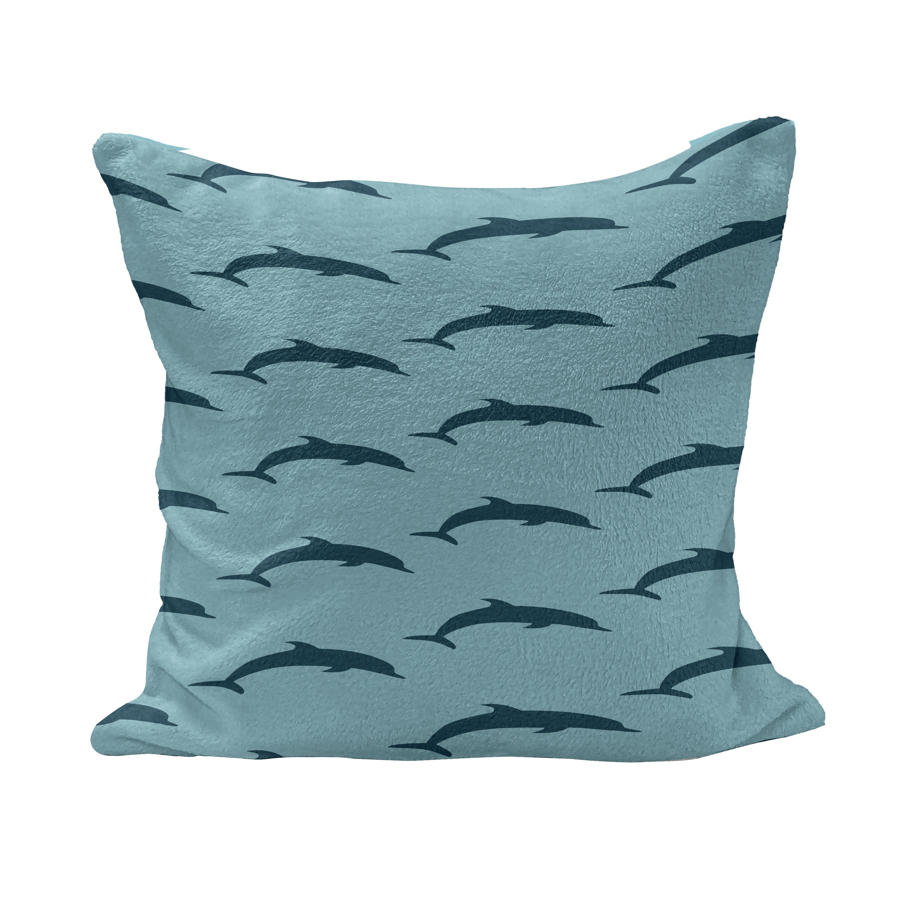 Dolphin Fluffy Throw Pillow Cushion Cover, Ocean Aquatic Fauna Dolphin ...