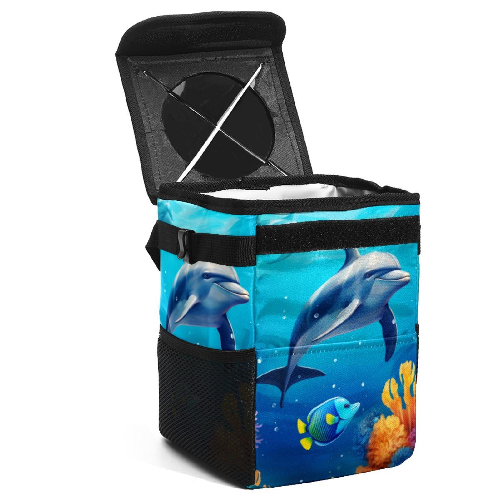 Dolphin Foldable Car Trash Bin with Lid, Leak-Proof, Hanging Storage ...