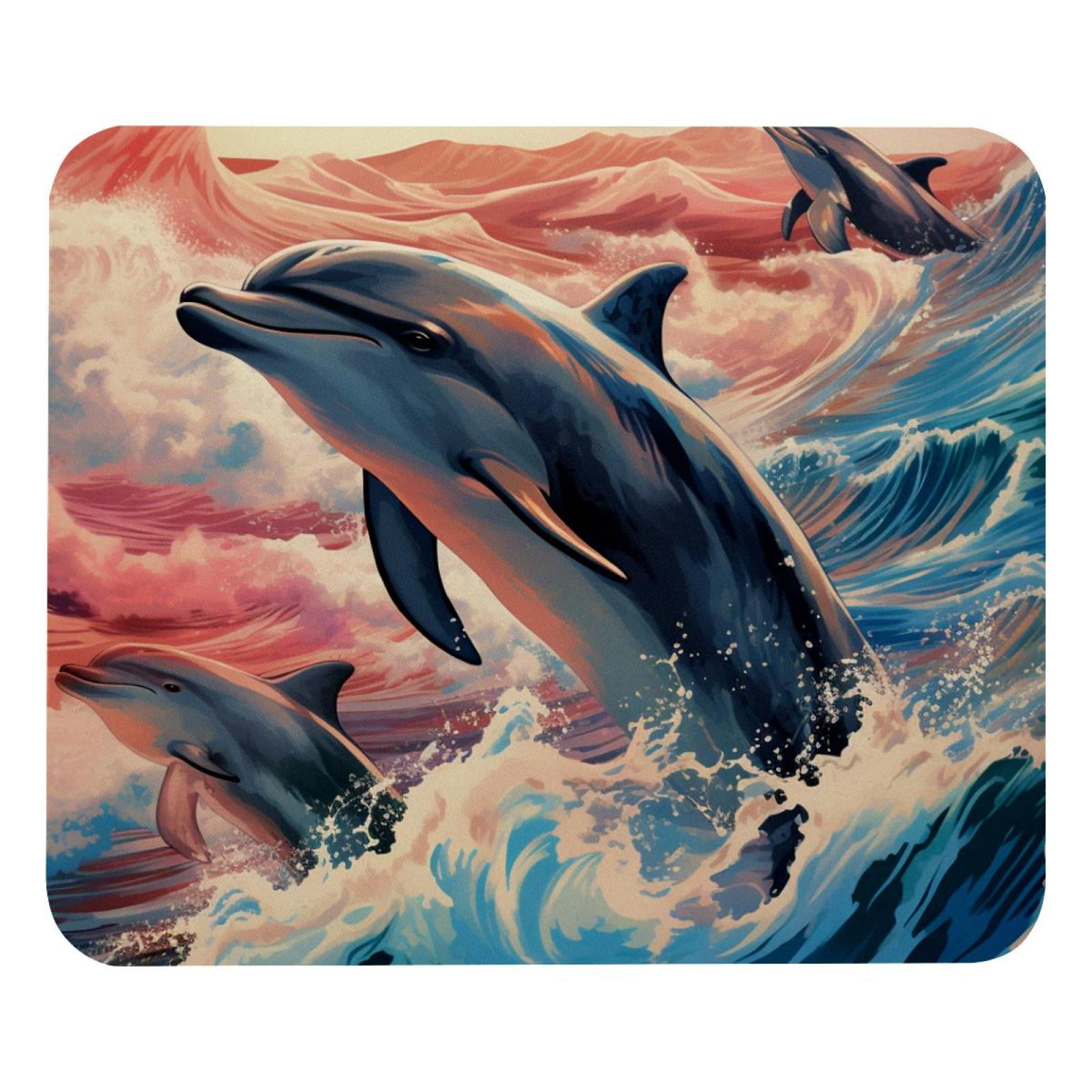 Dolphin Gaming Mouse Pad Desk Mat, Square 8.3x9.8 Inch Non-Slip Rubber ...