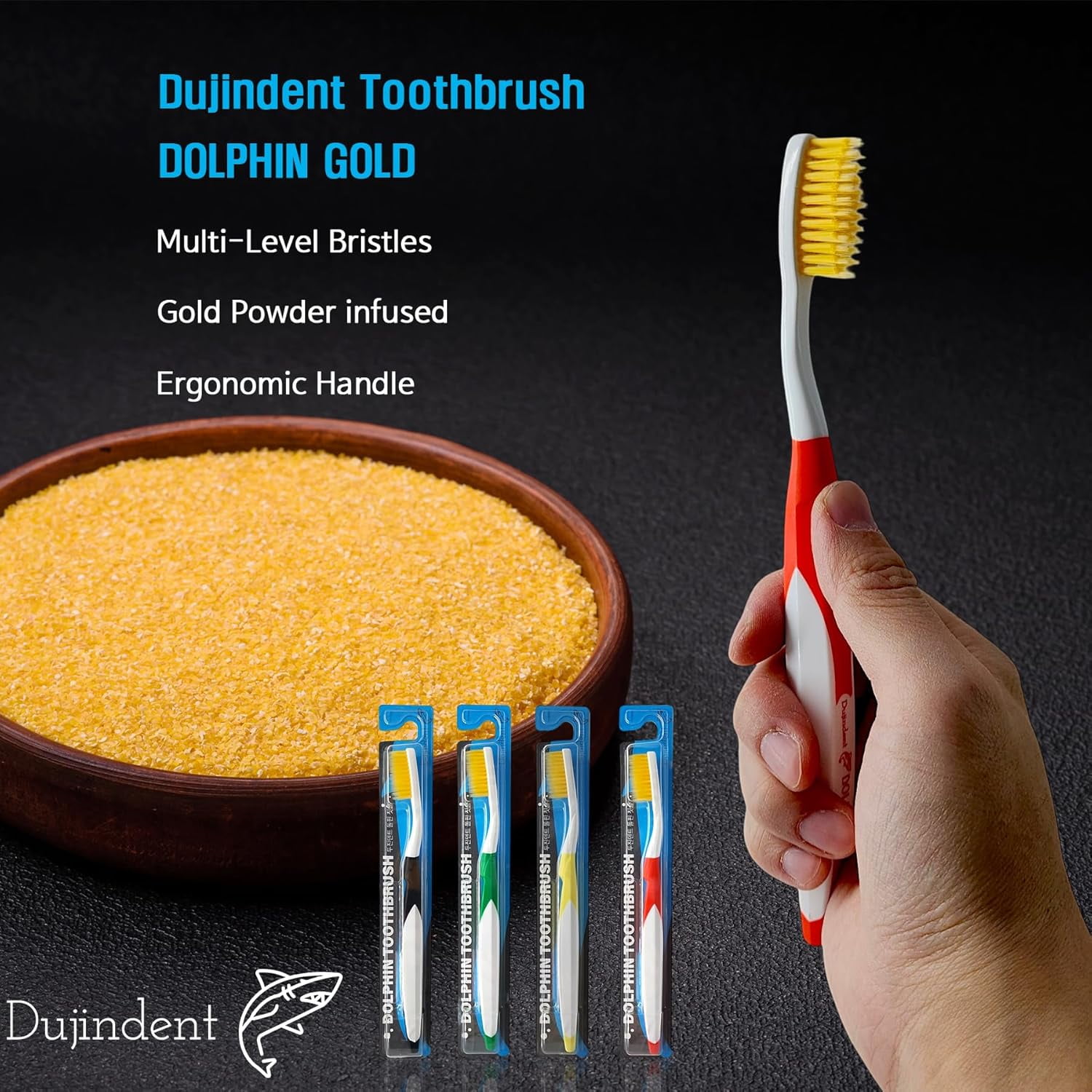Dolphin Gold [2 Packs] Extra Soft Toothbrush Manual Long Flossing ...