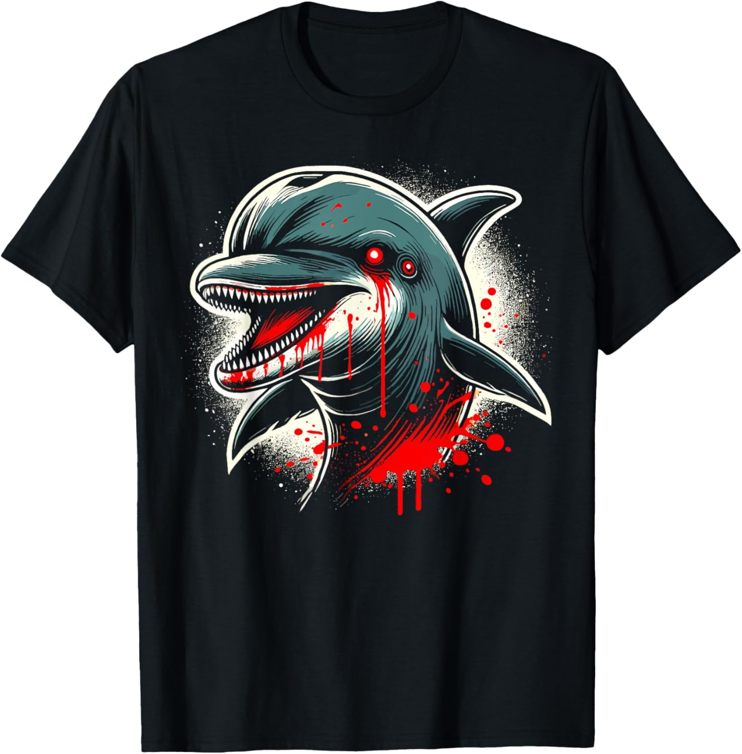 Dolphin Halloween Costume Creepy Scary Bloody Killer Dolphin T-Shirt ...