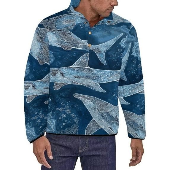 Dolphin Hammerhead Shark Men's Stand Collar Sweater Long Sleeve ...
