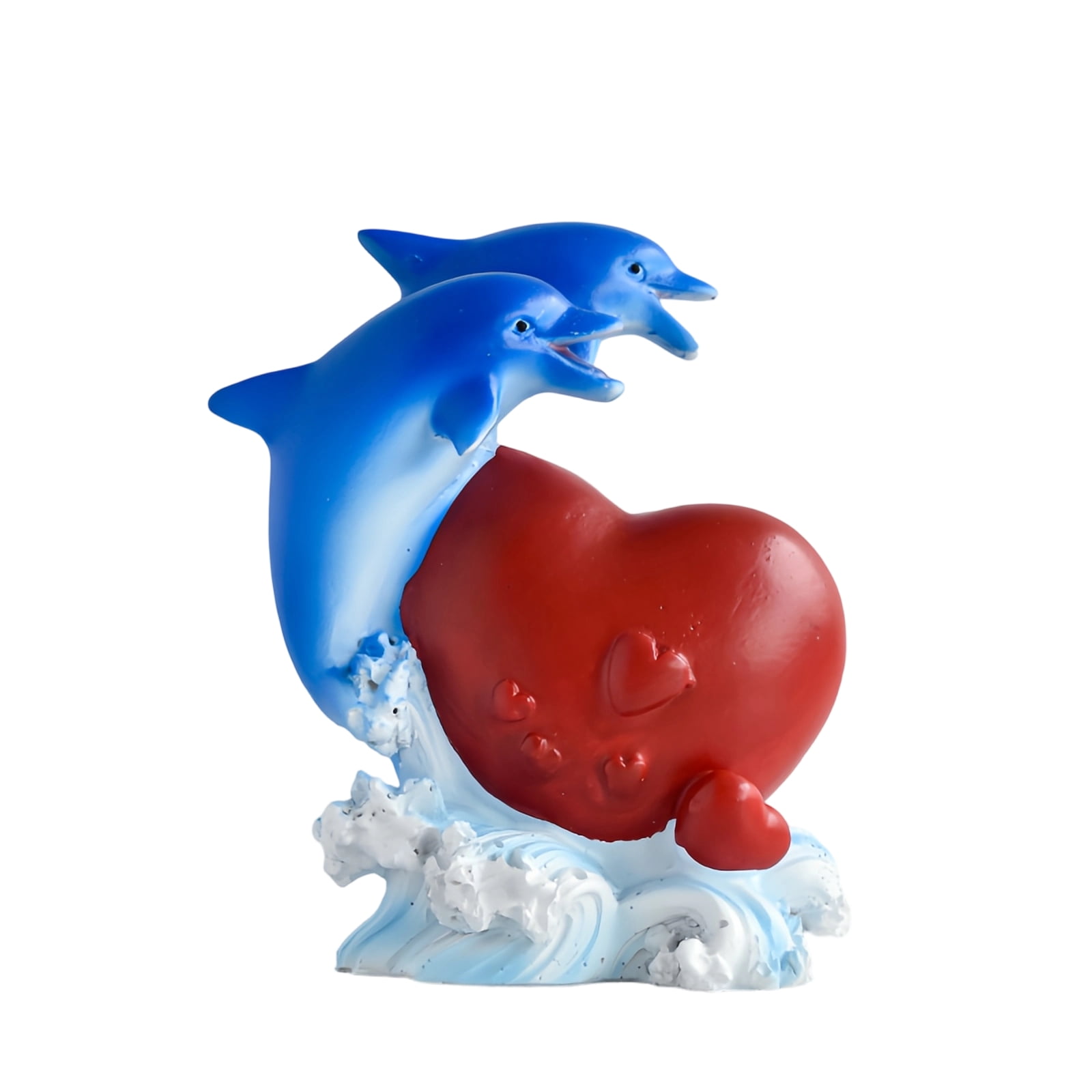 Dolphin & Heart Home Decor Figurine, Ocean Theme Ornament, Cute Desktop ...