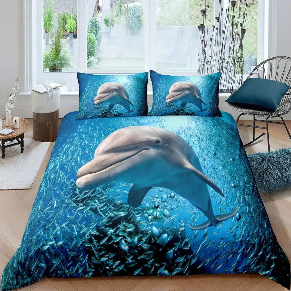 Dolphin In Blue Sea Bedding Sets Animal Quilt Duvet Cover Set Kids ...