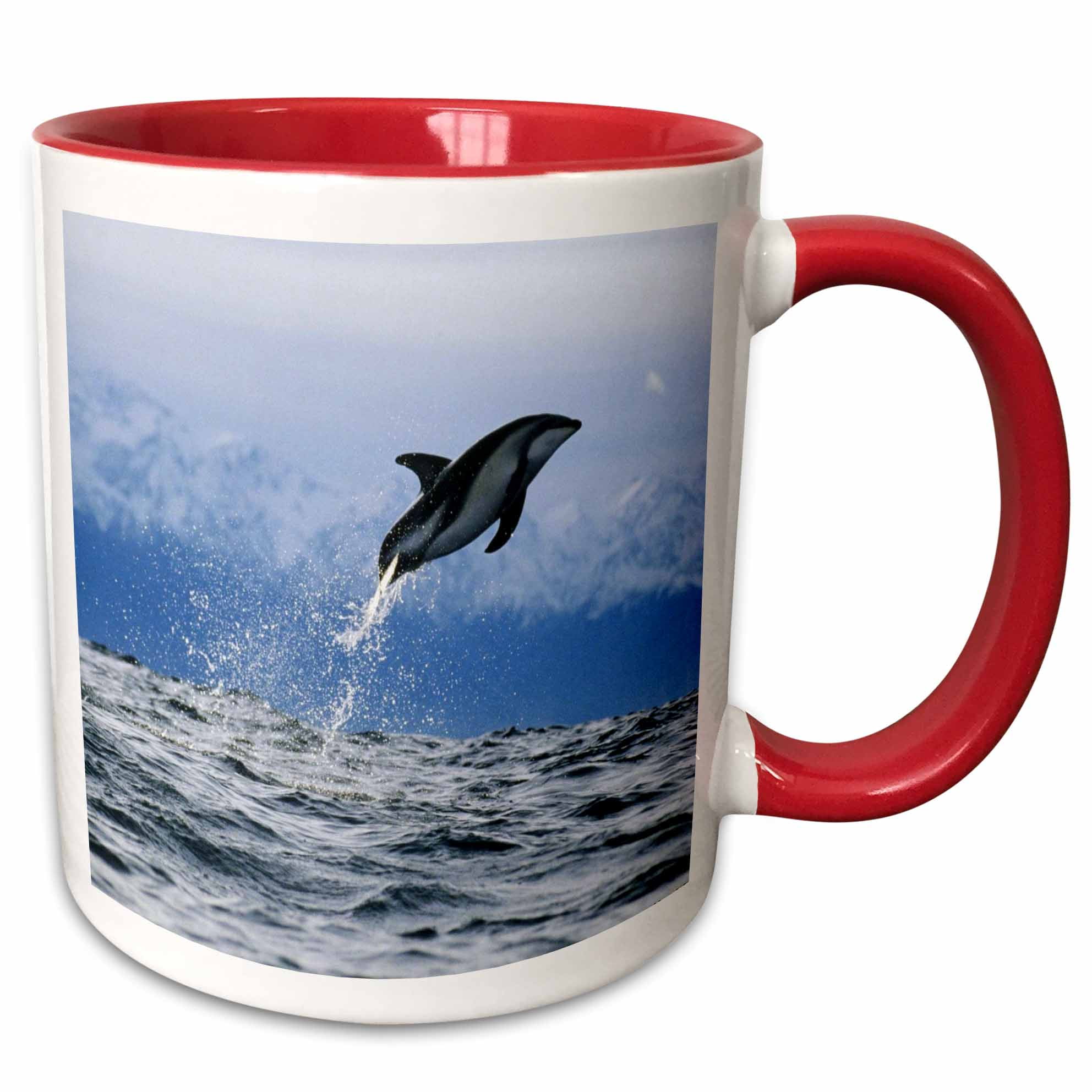 Dolphin In Flight 15oz Two-Tone Red Mug mug-61921-10 - Walmart.com