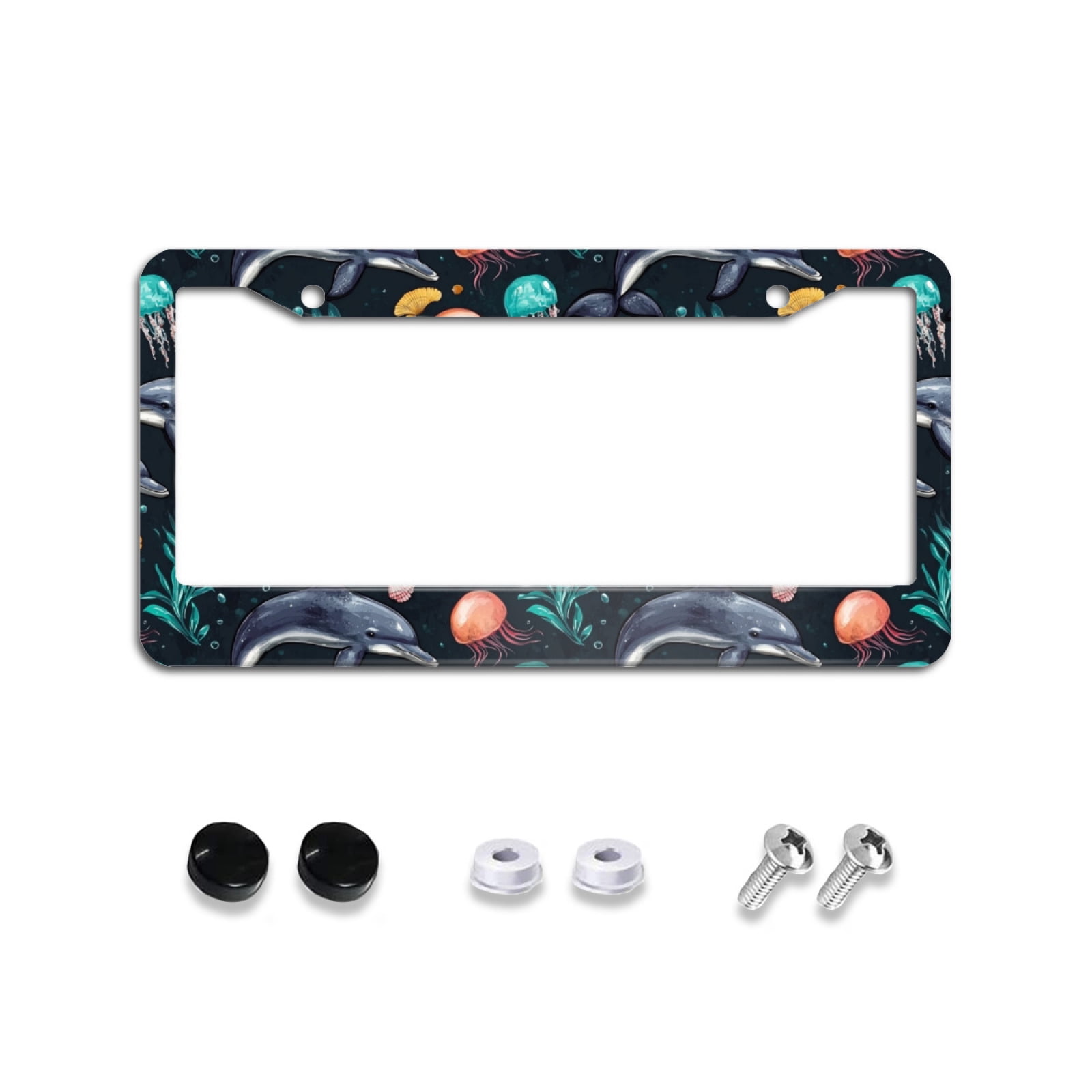 Dolphin Jellyfish and Shell 1 License Plate Frames for Women Men Car ...
