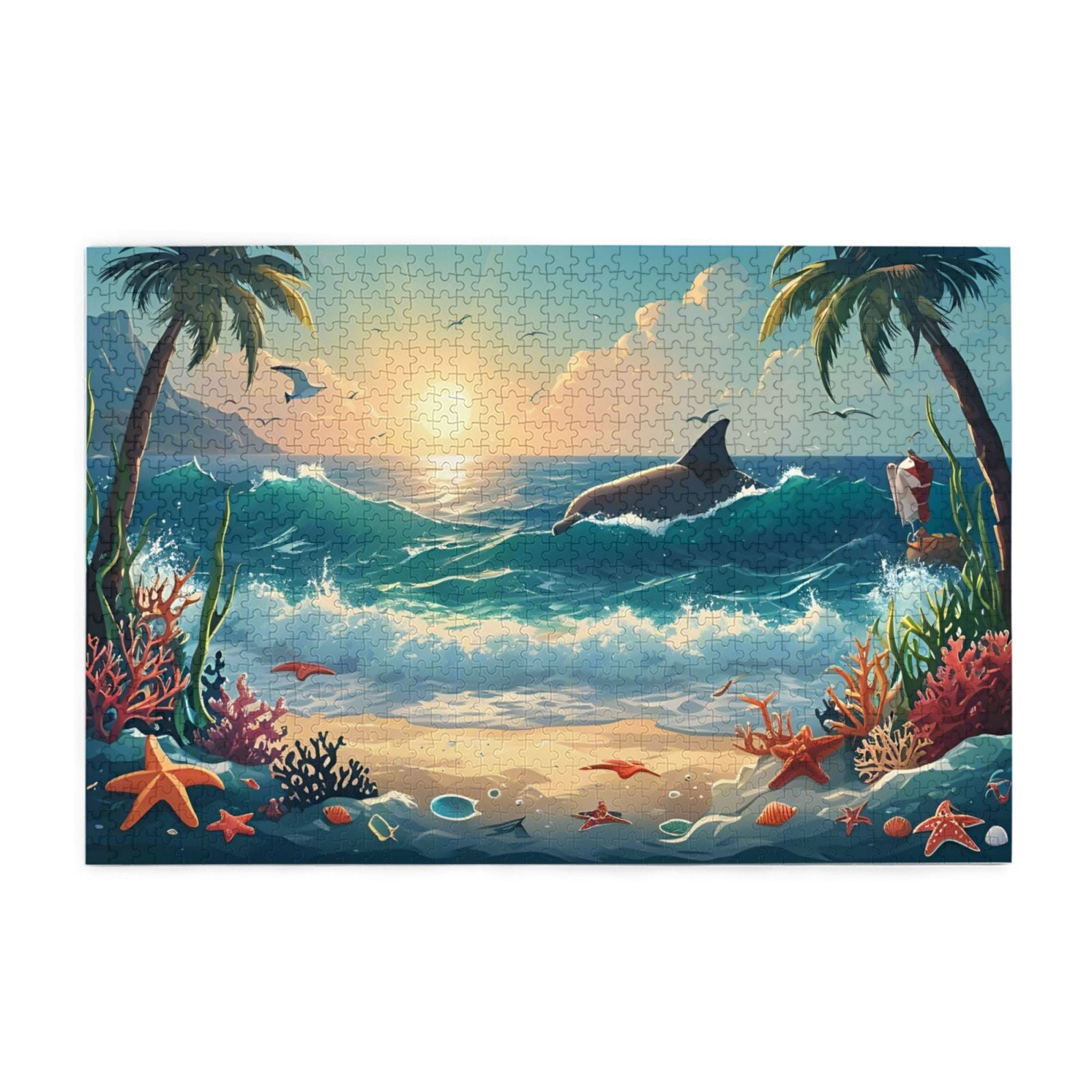 Dolphin Jigsaw Puzzles 1000 Pieces for Adults -Sea World Wooden Picture ...