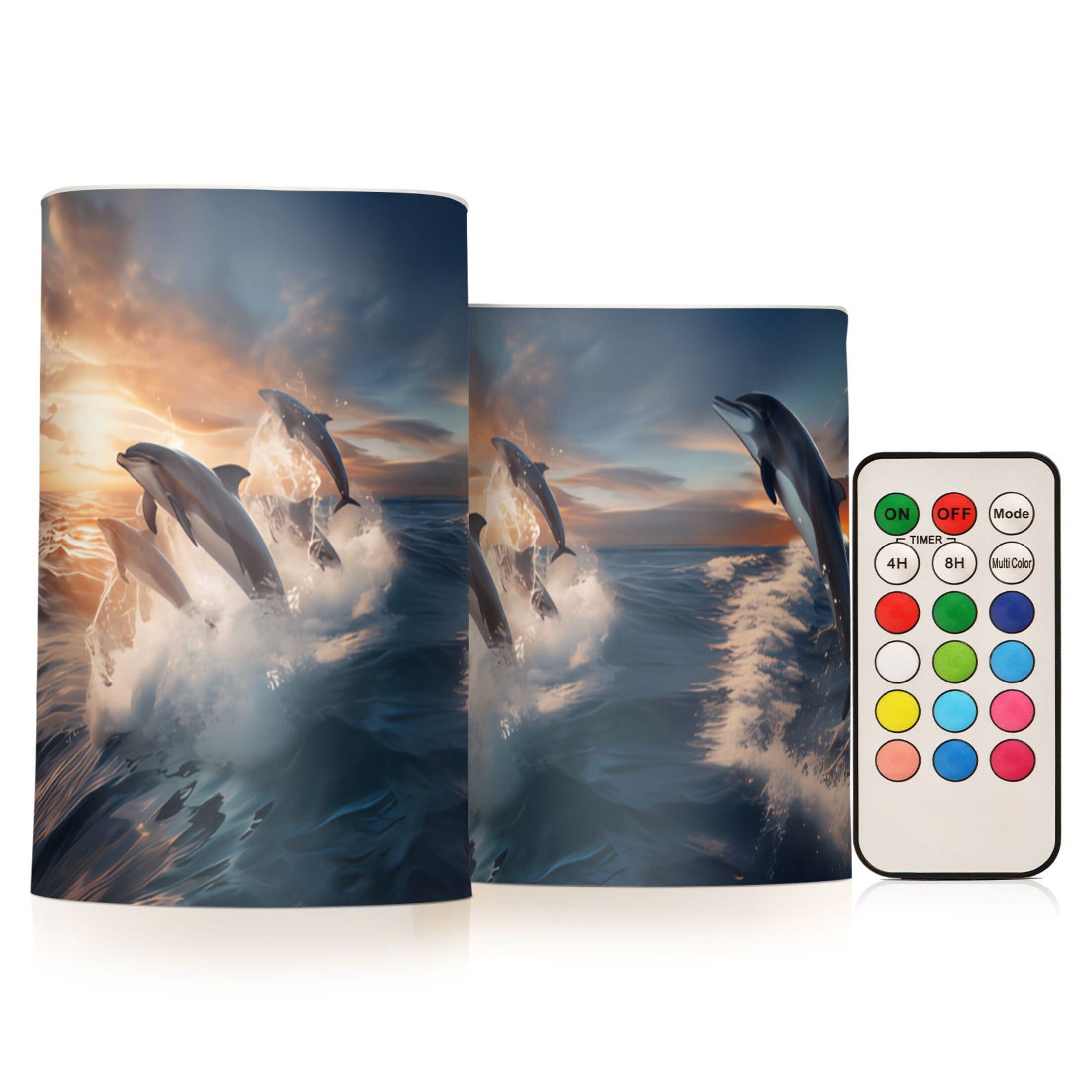 Dolphin Jump Out Sea Flickering Flameless LED Candles set of 2 Battery ...