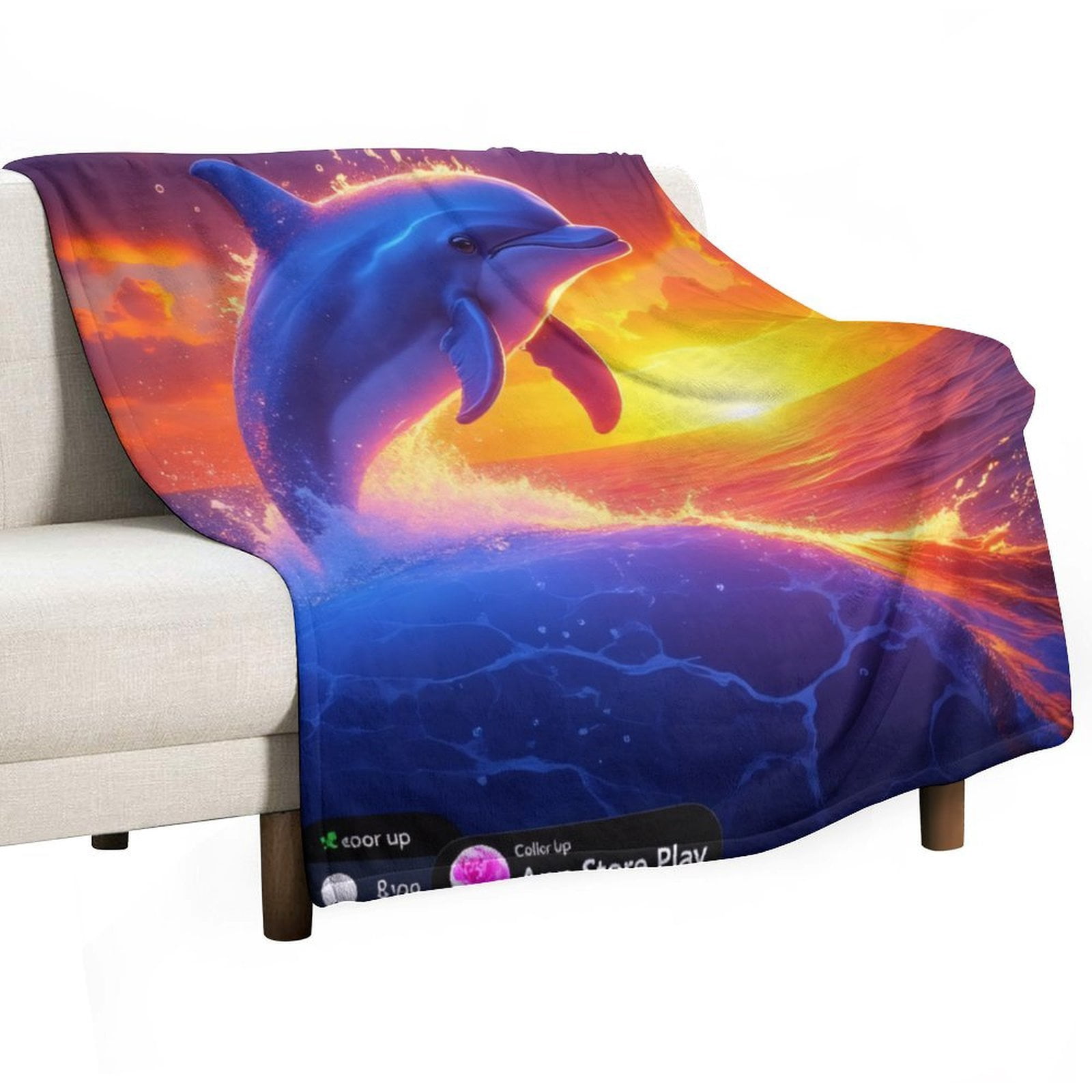 Dolphin Jump at Sunset Throws Blankets for Sofa Bed Winter Plush Warm ...
