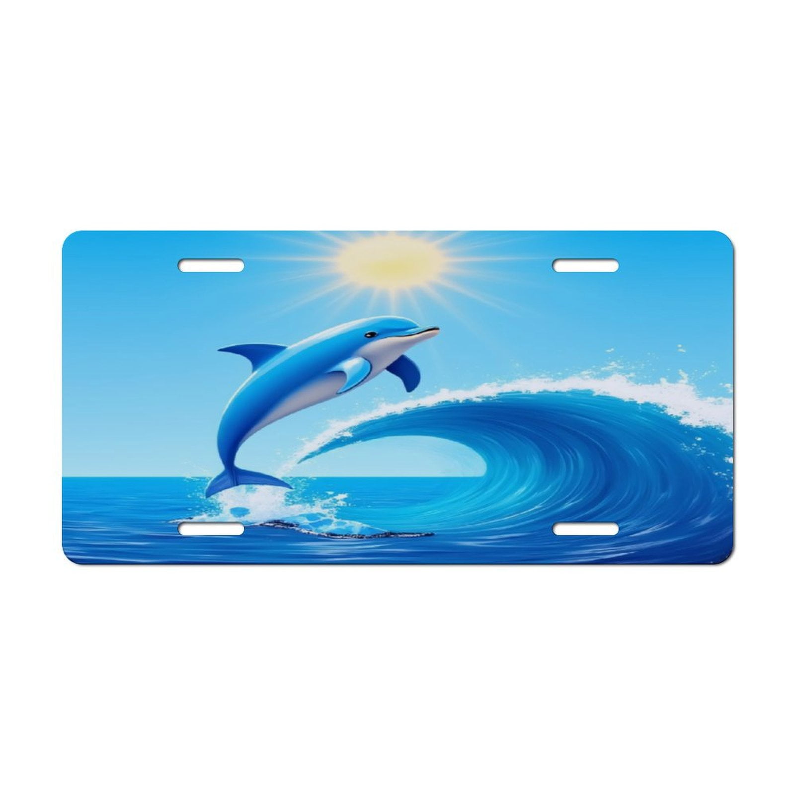 Dolphin Jumping Over Wave License Plate Lightweight Aluminum Automotive ...