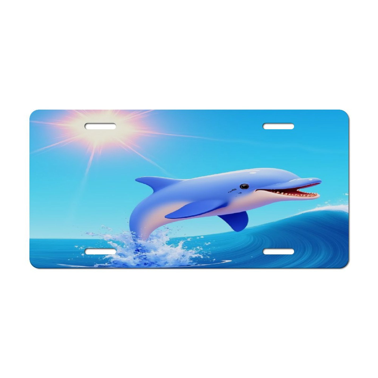 Dolphin Jumping in Sunlit Ocean Car Decorative Front License Plate ...