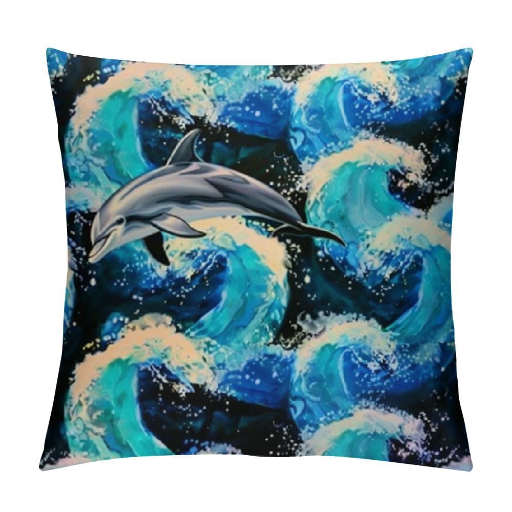 Dolphin Jumping Through Tribal Maori Sun Symbol Pattern. - Pillow Cases ...