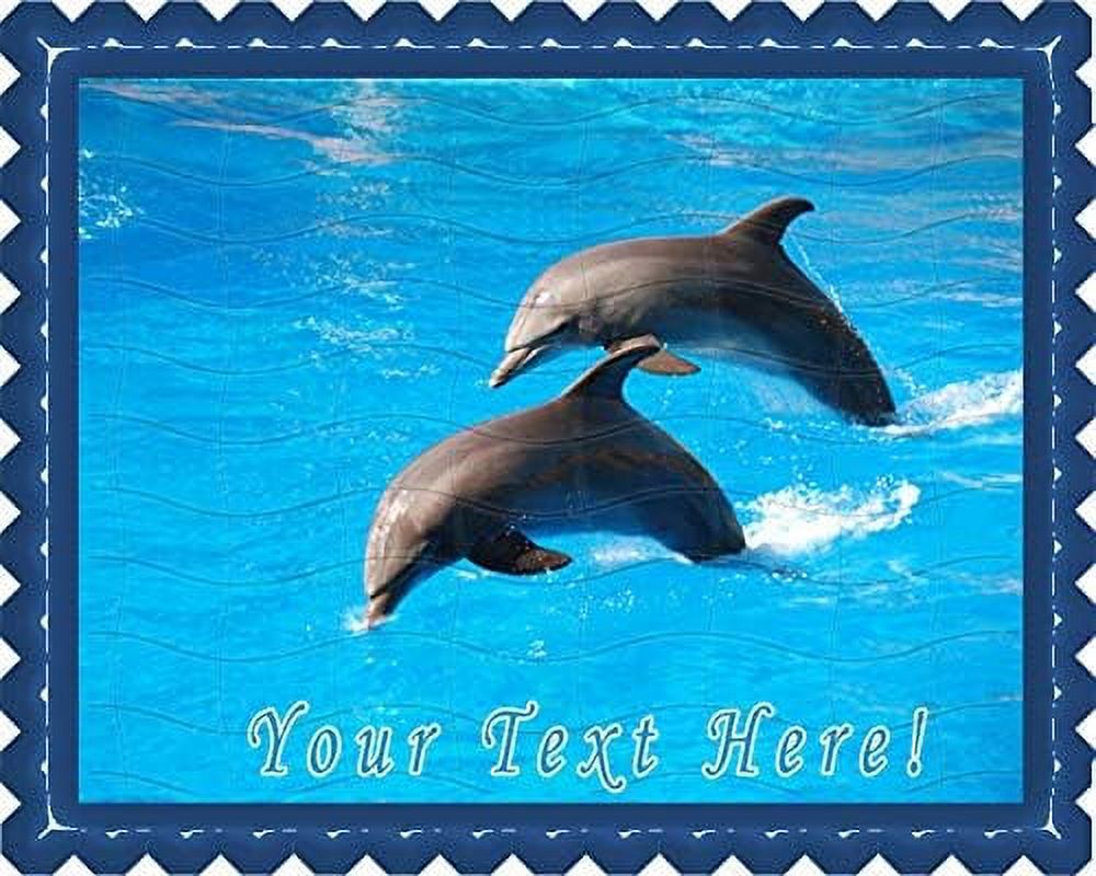 Dolphin Jumping - Topper - 10" x 16" (1/2 sheet) rectangular - Walmart.com