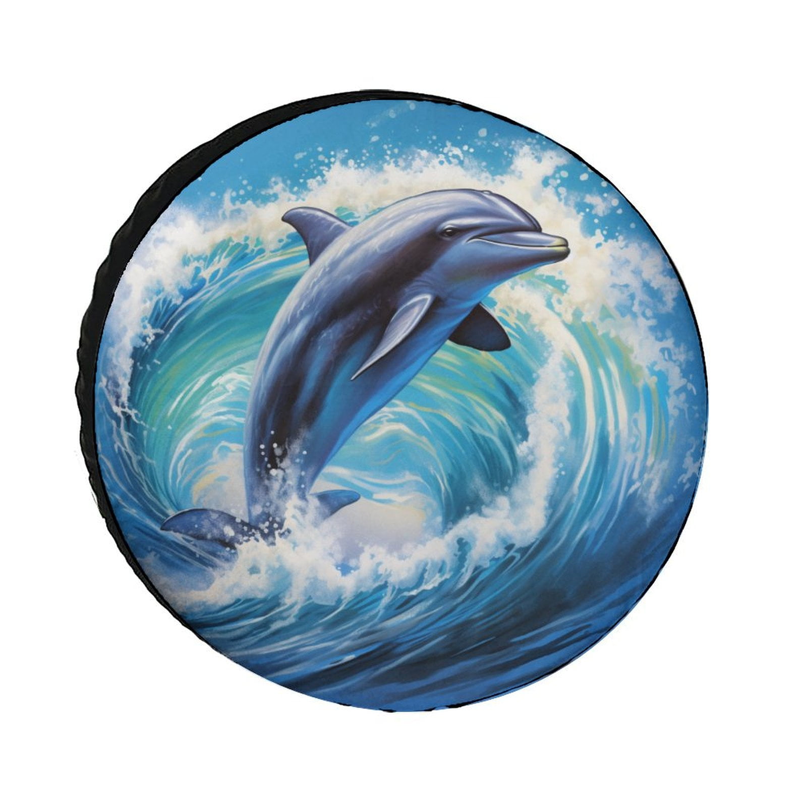 Dolphin Jumping Over The Waves Camping Spare Tire Cover Deep Sea ...