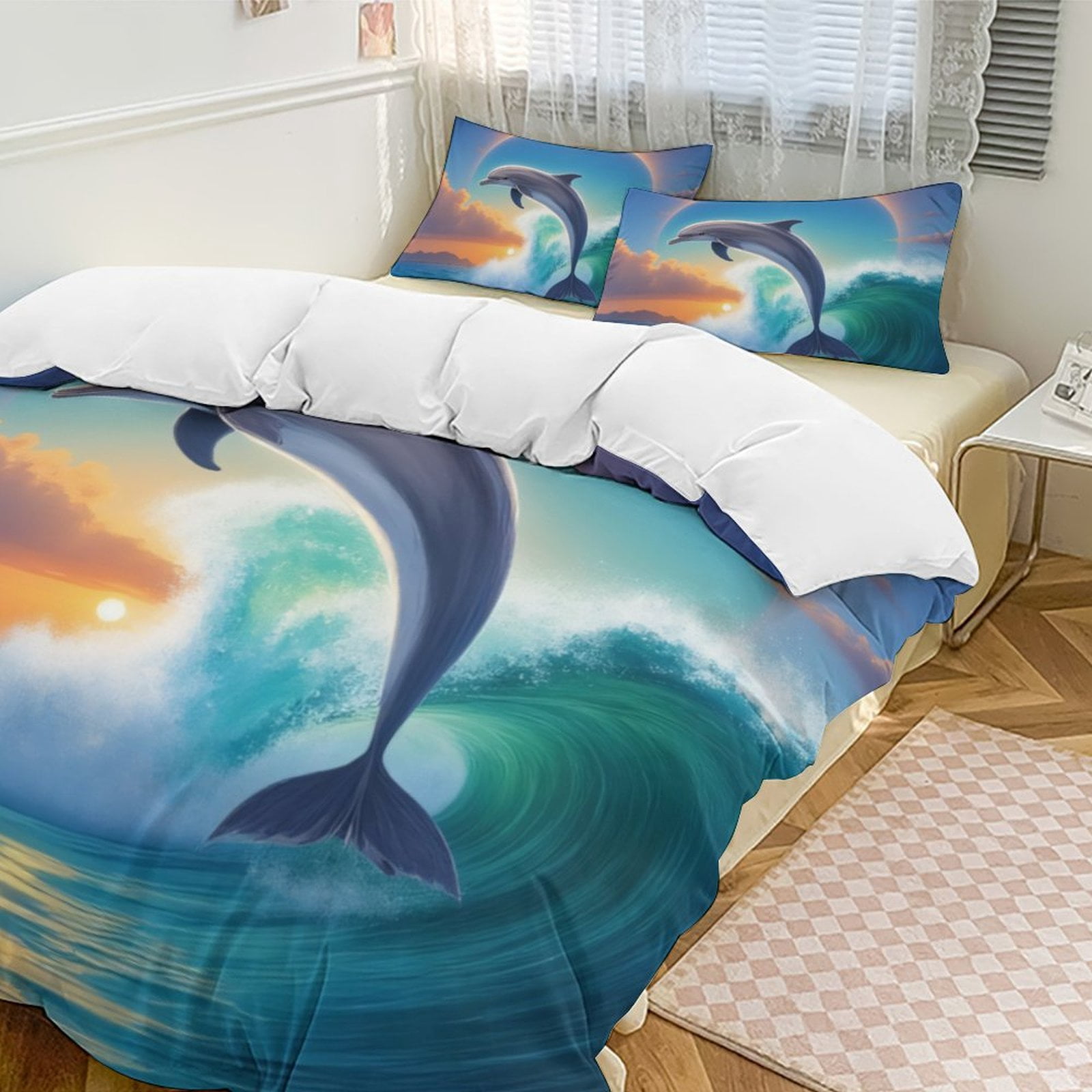 Dolphin Jumping at Sunset 3D Duvet Cover Set Quilt Cover Theme of Kid ...