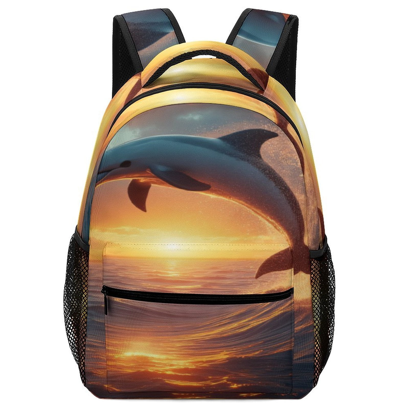 Dolphin Jumping at Sunset Backpack Durable Laptop Canvas BagsBusiness ...