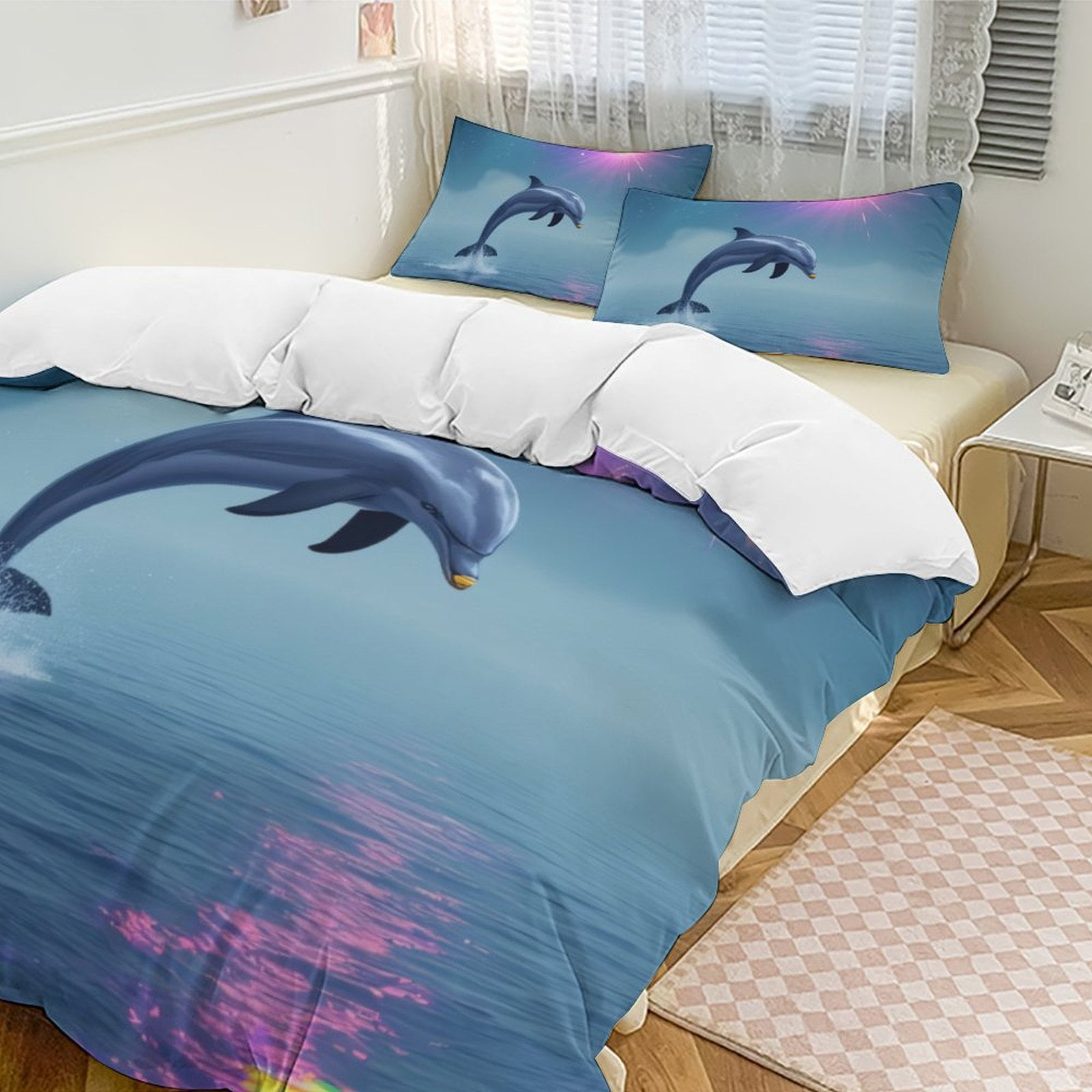 Dolphin Jumping at Sunset Duvet Cover Set Bedding Set Polyester Quilt ...